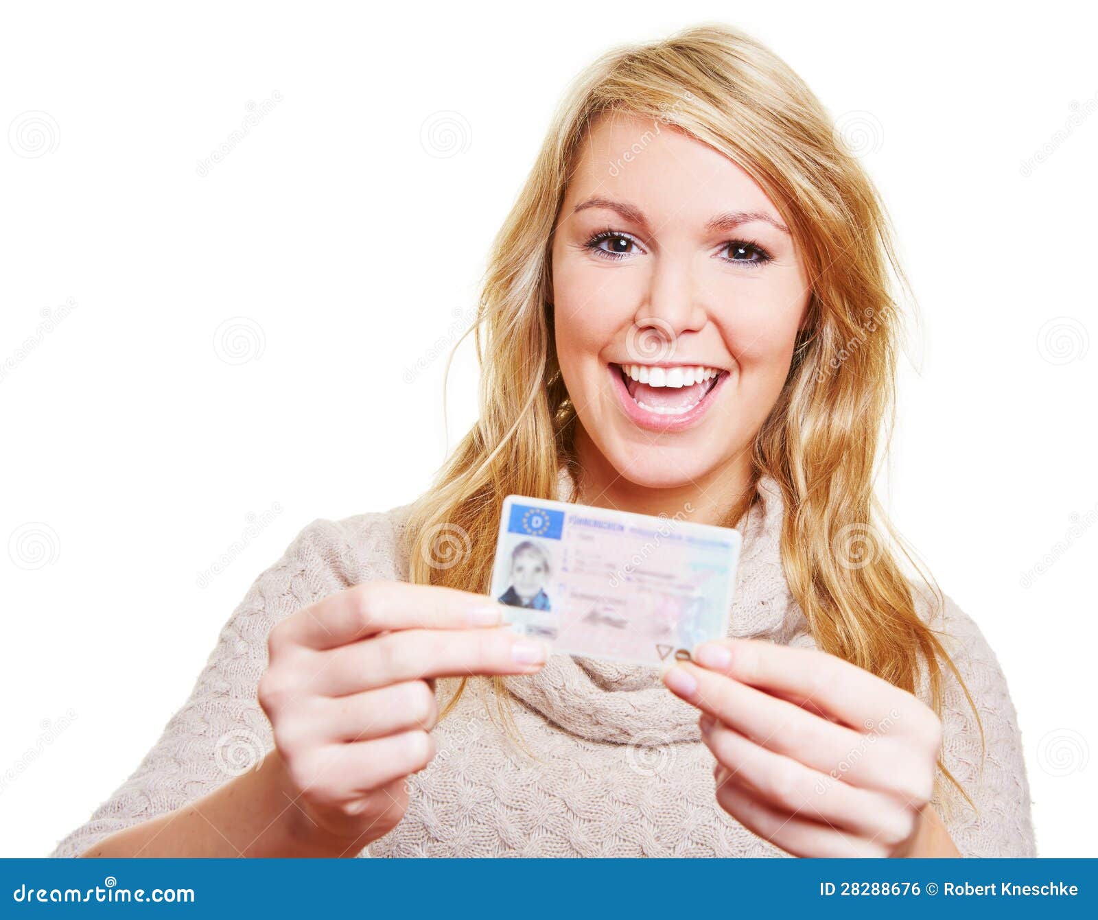 Happy Woman with Driving Licence Stock Photo - Image of person, happy ...