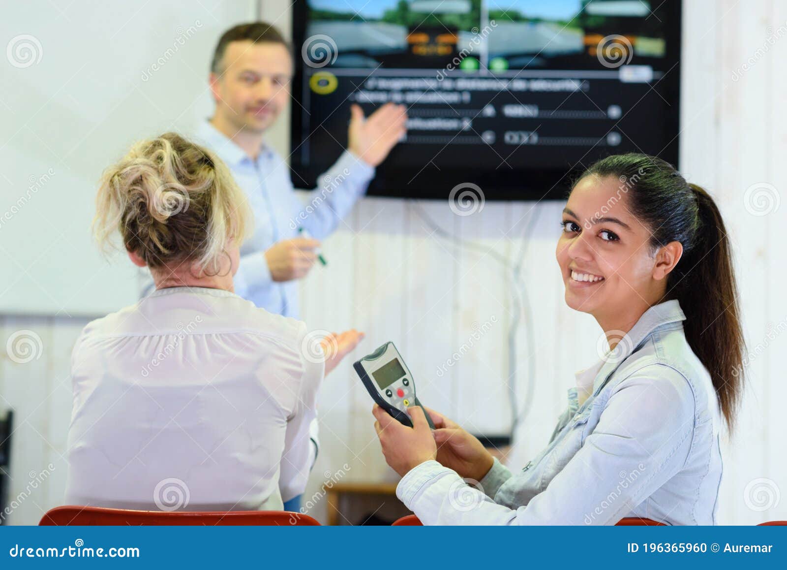Happy Woman in Driving School Stock Photo - Image of concentrating ...