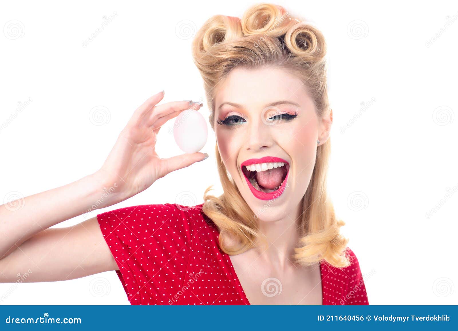 Happy Woman In Easter Bunny Ears Winking Kiss And Wink Model Dressed