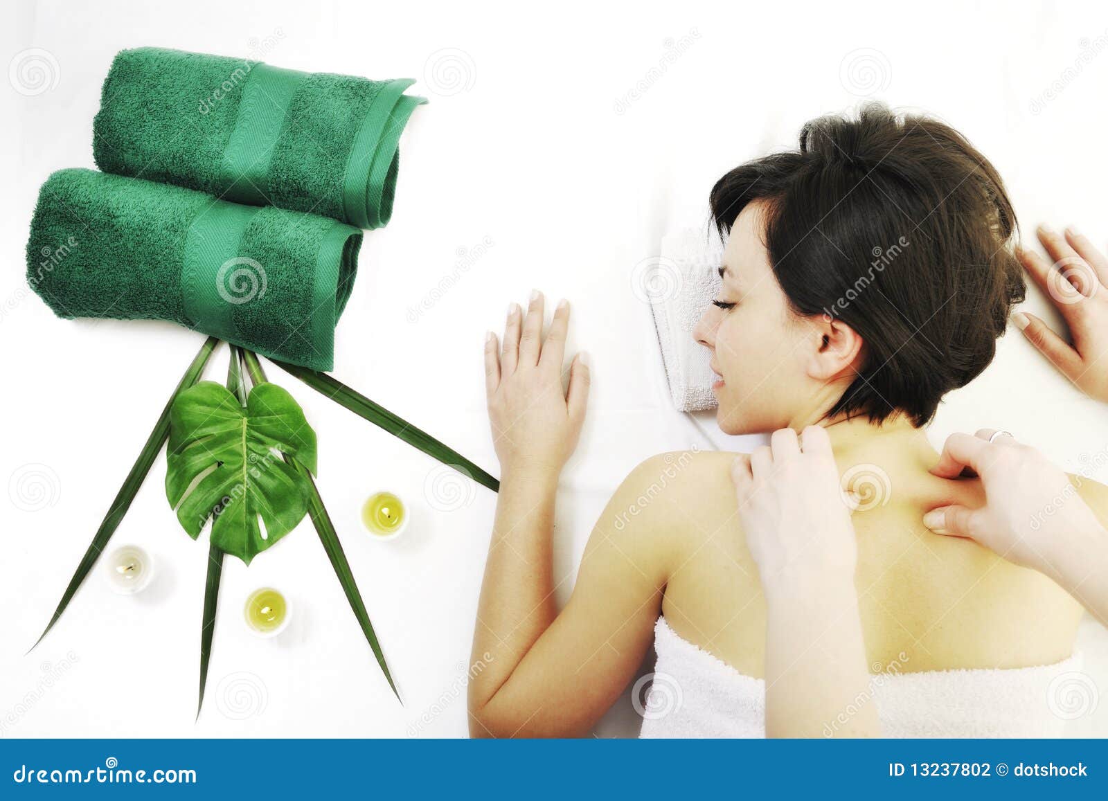 Happy Woman Enjoy Back Massage Stock Photo - Image of pretty, female ...