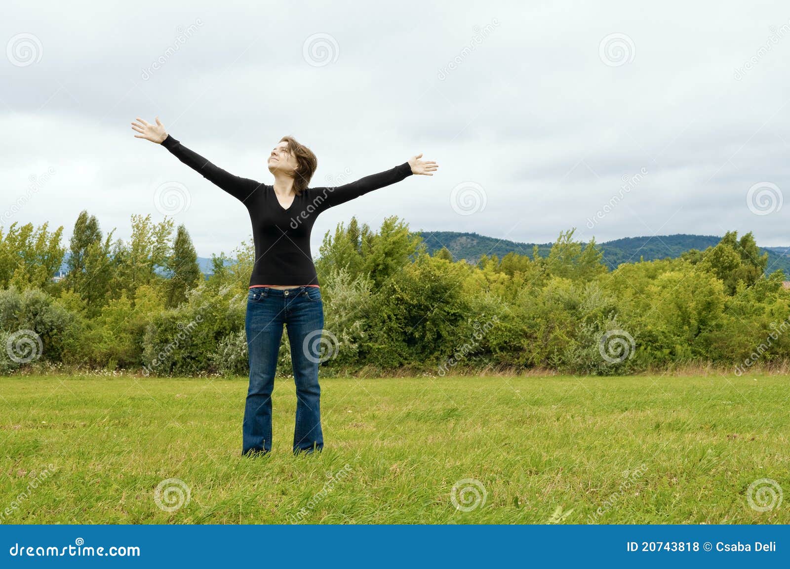 Happy Woman Enjoying Freedom Stock Photo - Image of freedom, freshness ...