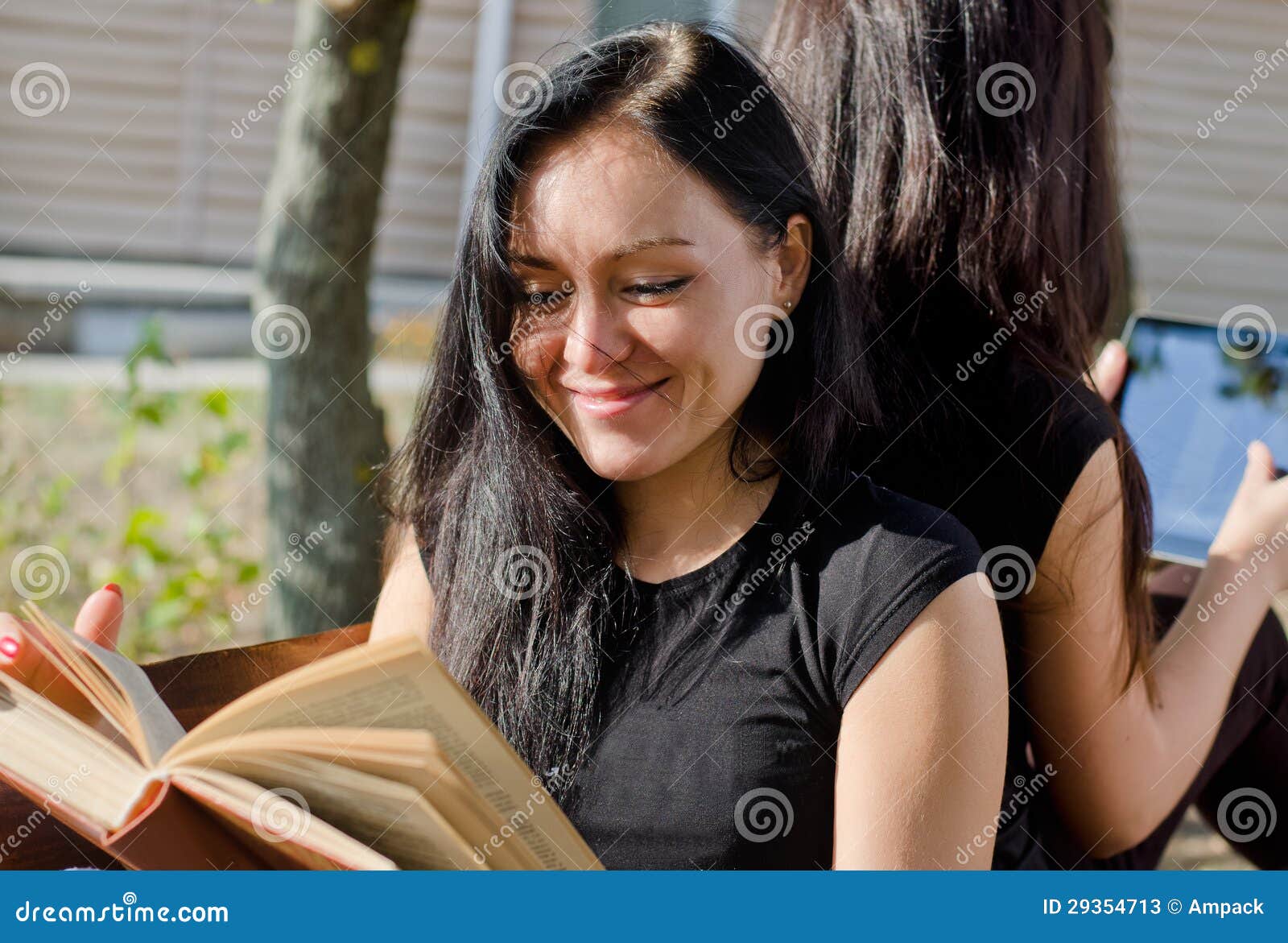 Happy Woman Enjoying Her Book Stock Image - Image of leisure, grinning ...