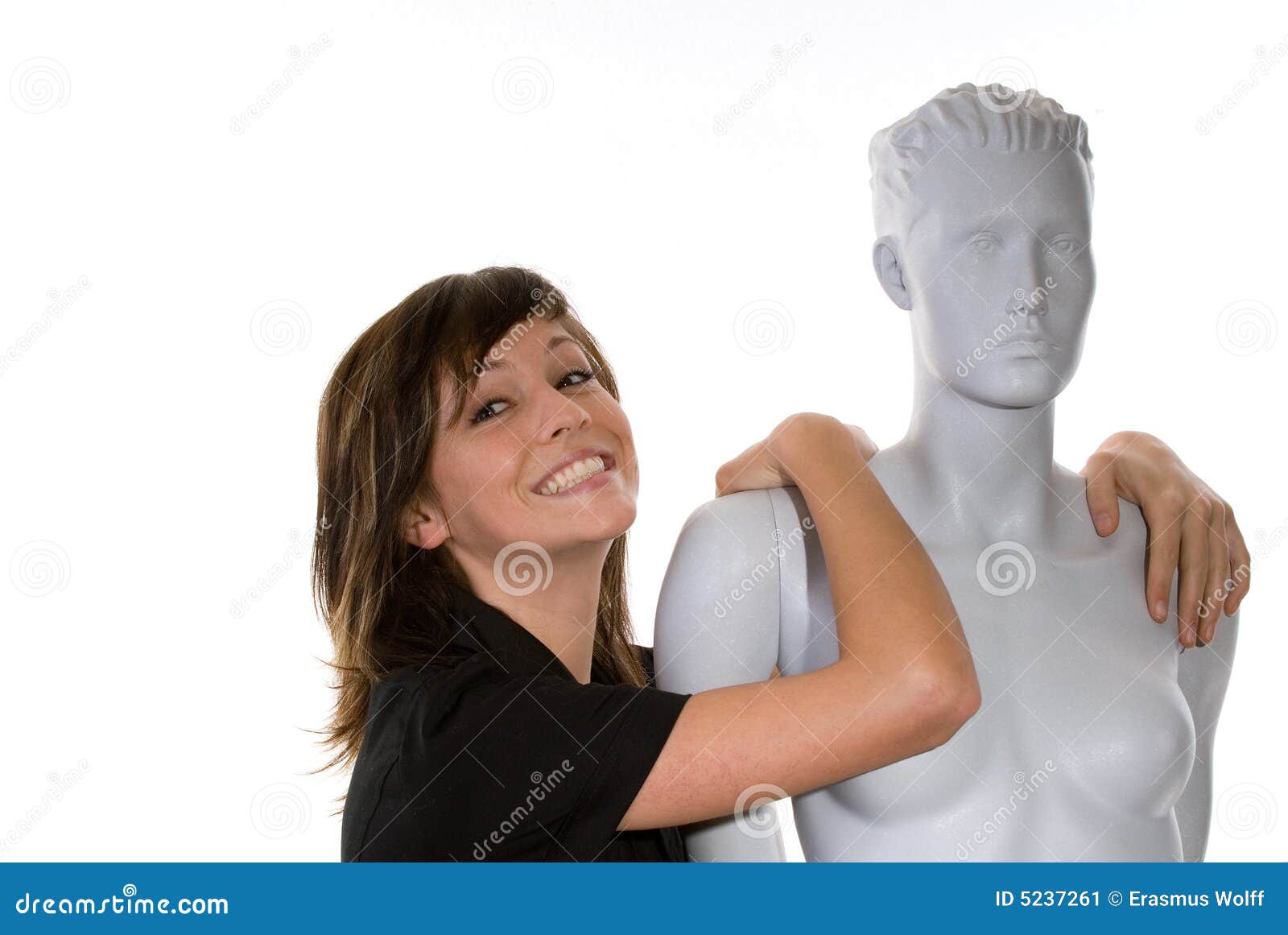Happy Woman with Female Dummy Stock Image - Image of pretty, smiling ...