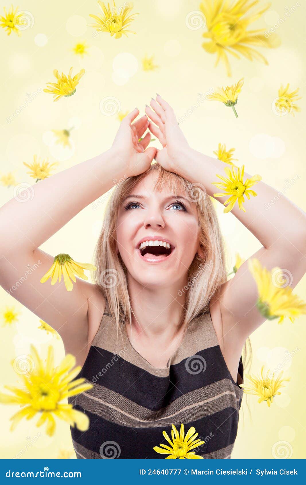 Happy woman with flowers stock image. Image of happy - 24640777