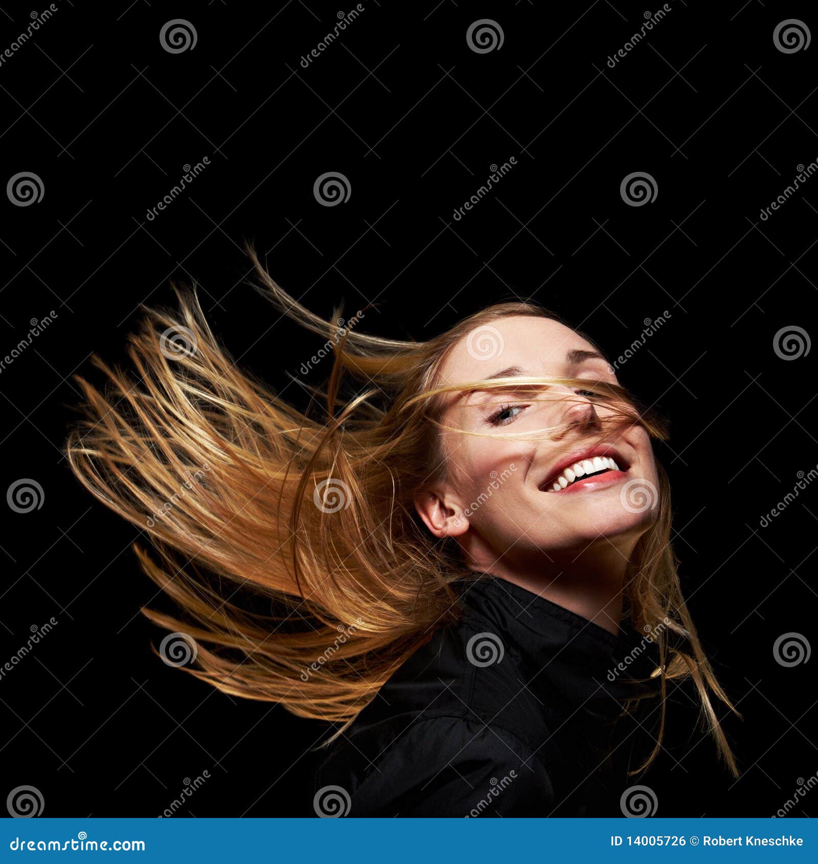 Happy Woman with Flying Hair Stock Photo - Image of happy, pleasure ...