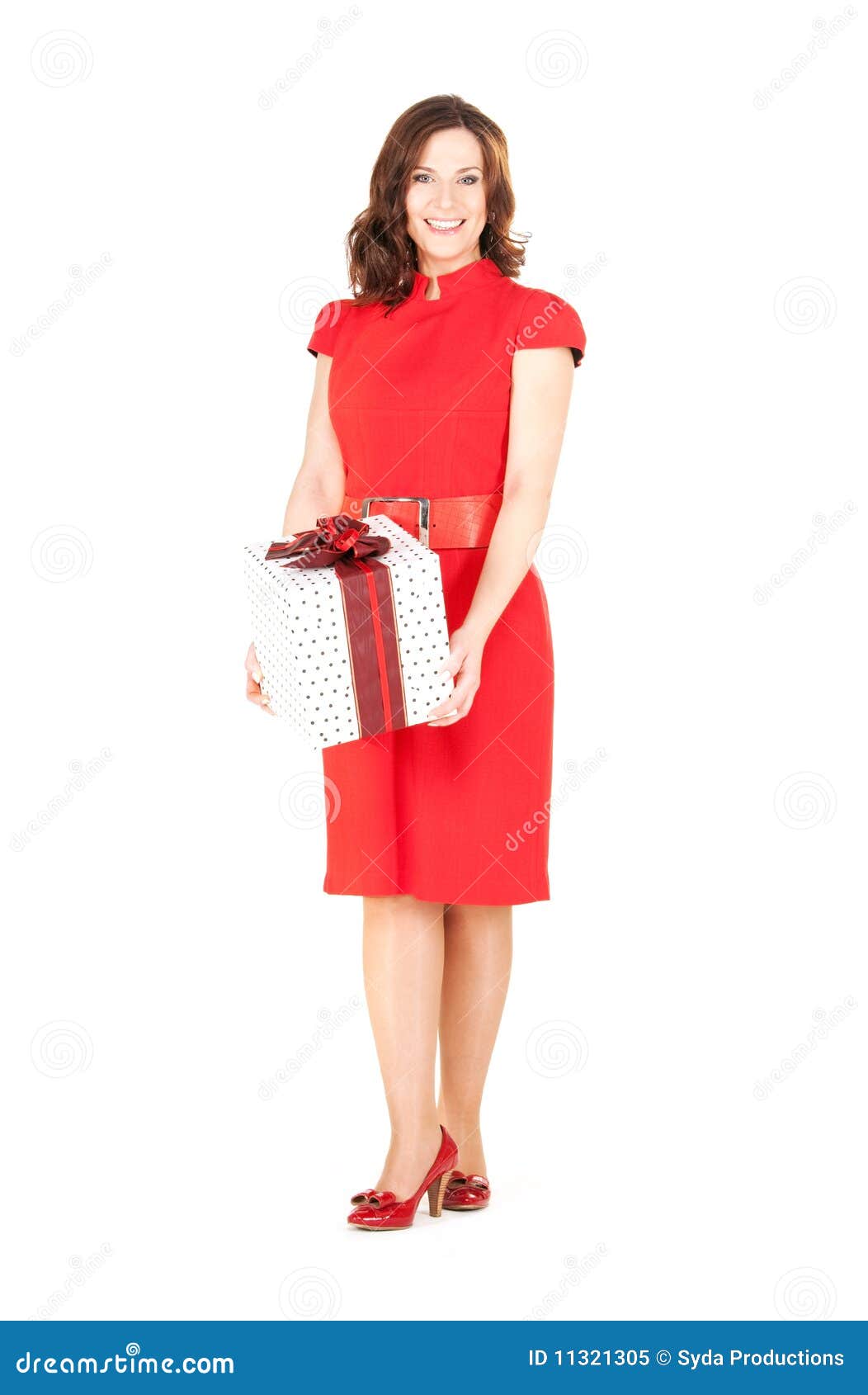 Happy woman with gift box stock image. Image of holiday - 11321305