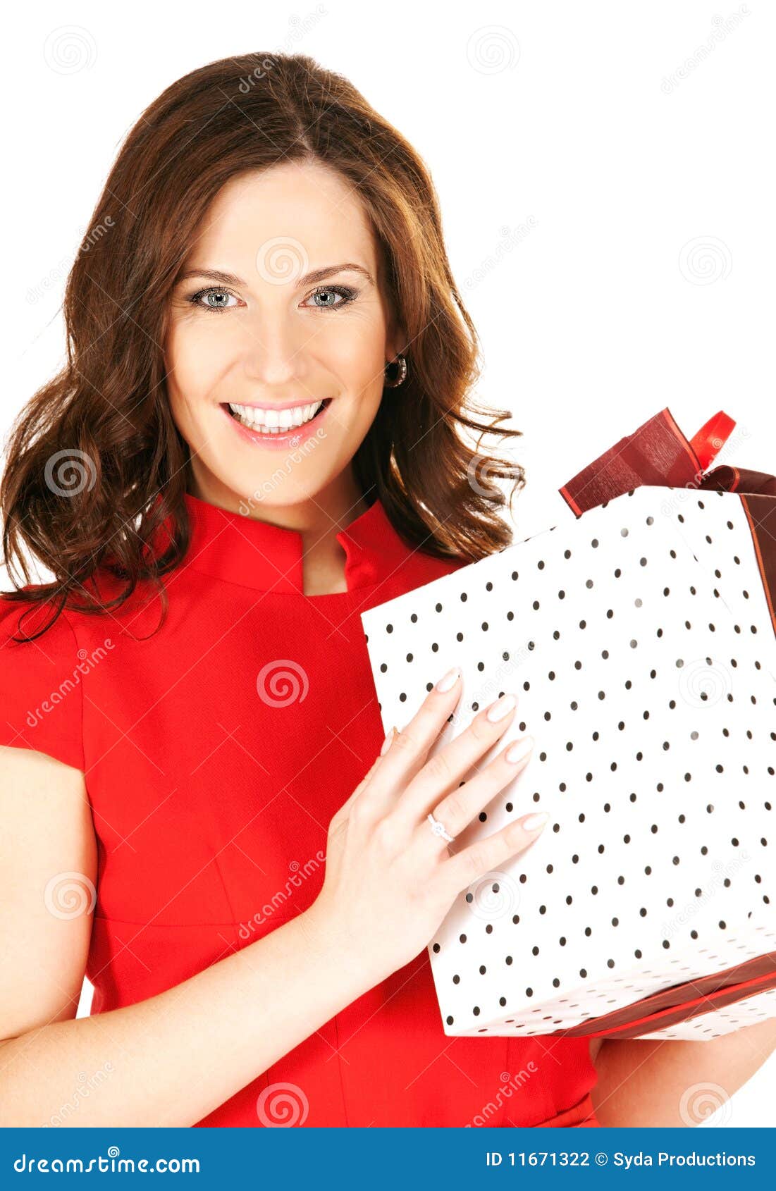 Happy woman with gift box stock photo. Image of gorgeous - 11671322