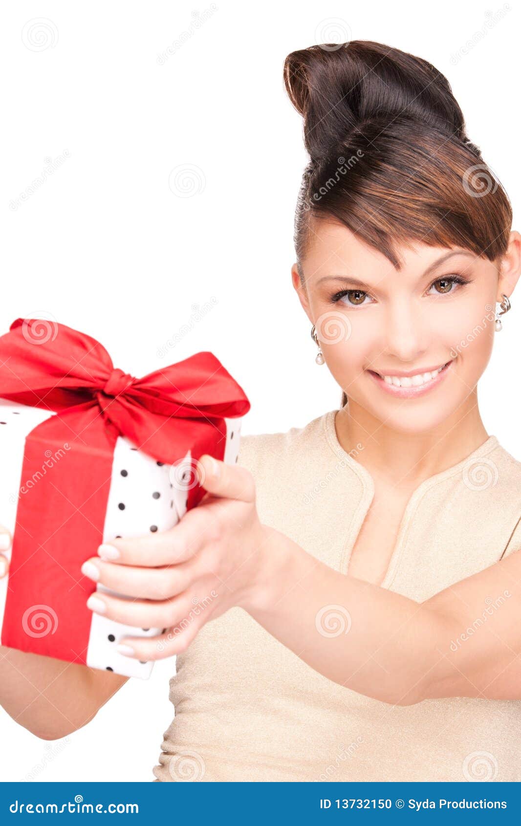 Happy woman with gift box stock photo. Image of happiness - 13732150