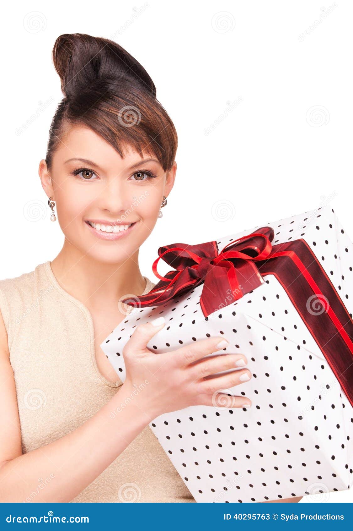 Happy woman with gift box stock image. Image of carefree - 40295763