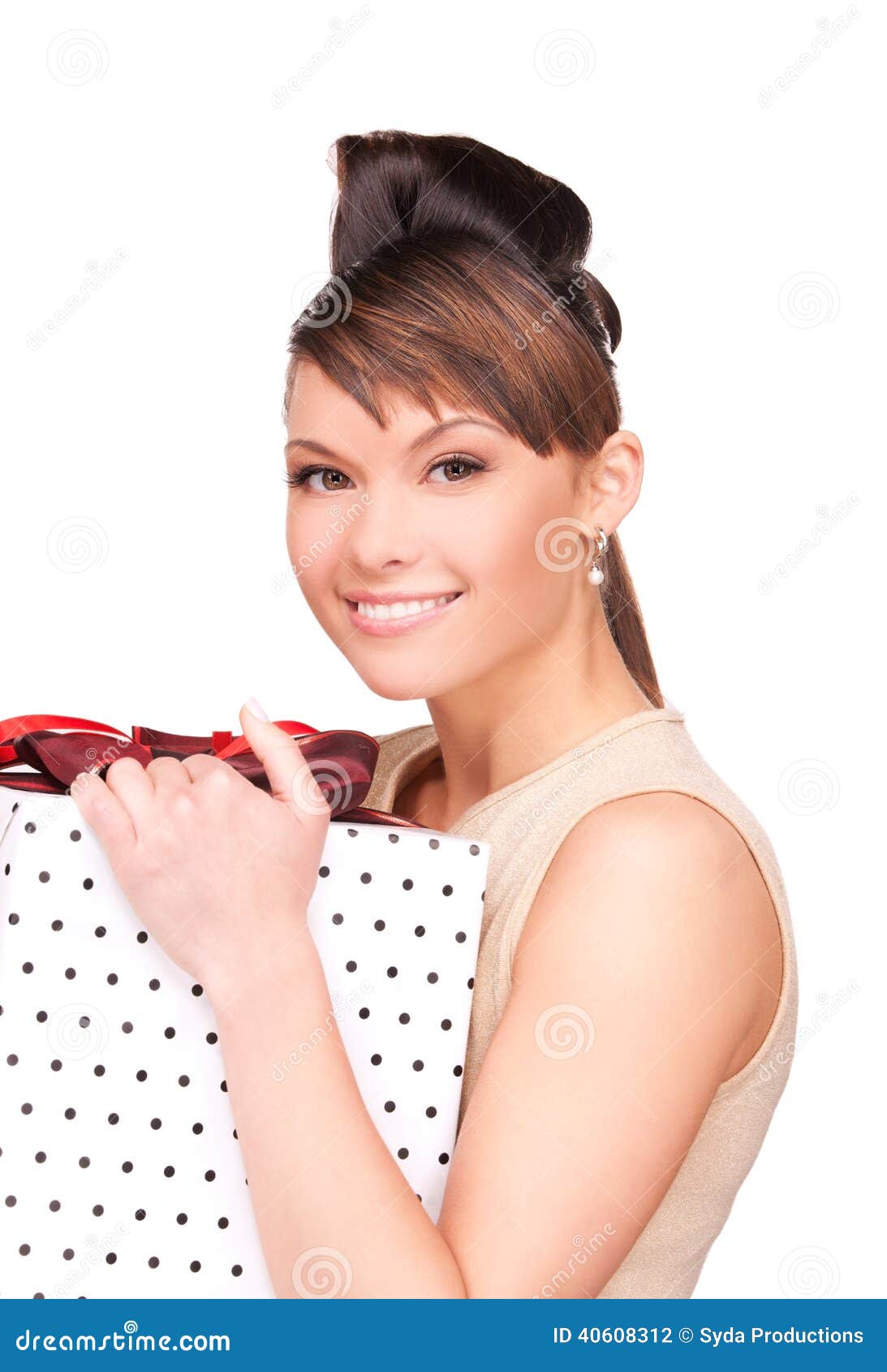 Happy woman with gift box stock photo. Image of beauty - 40608312