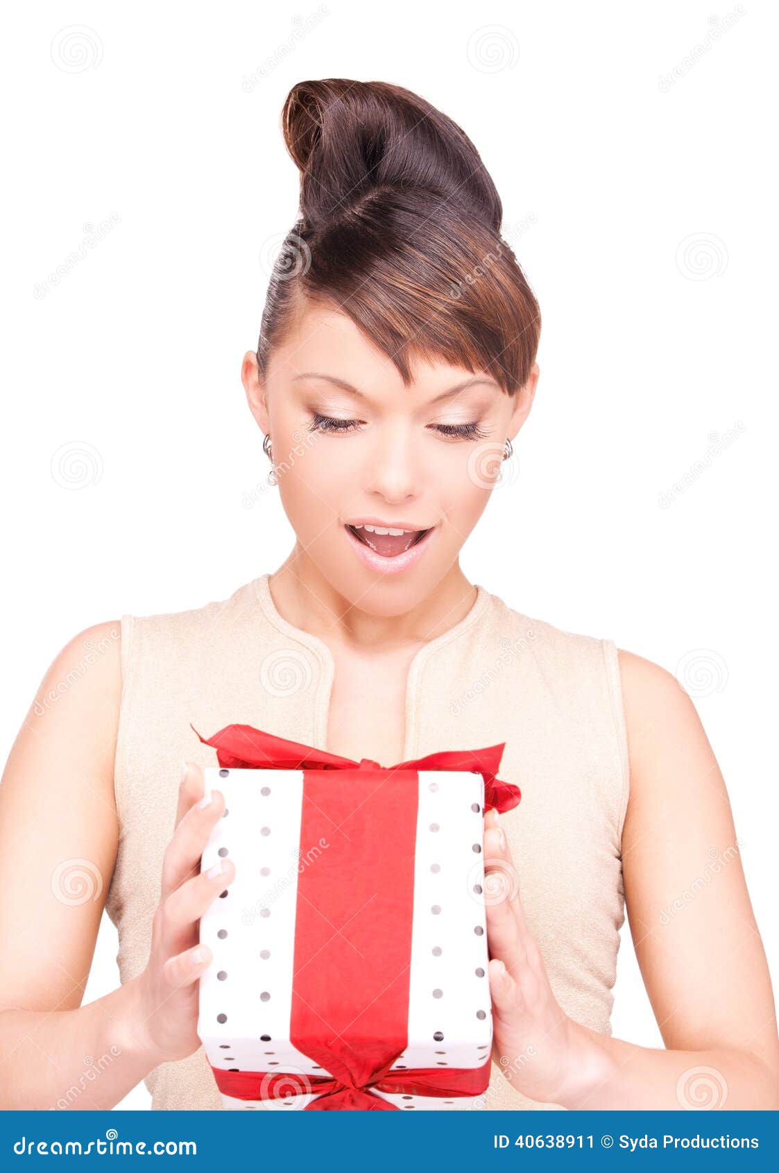 Happy woman with gift box stock image. Image of gorgeous - 40638911