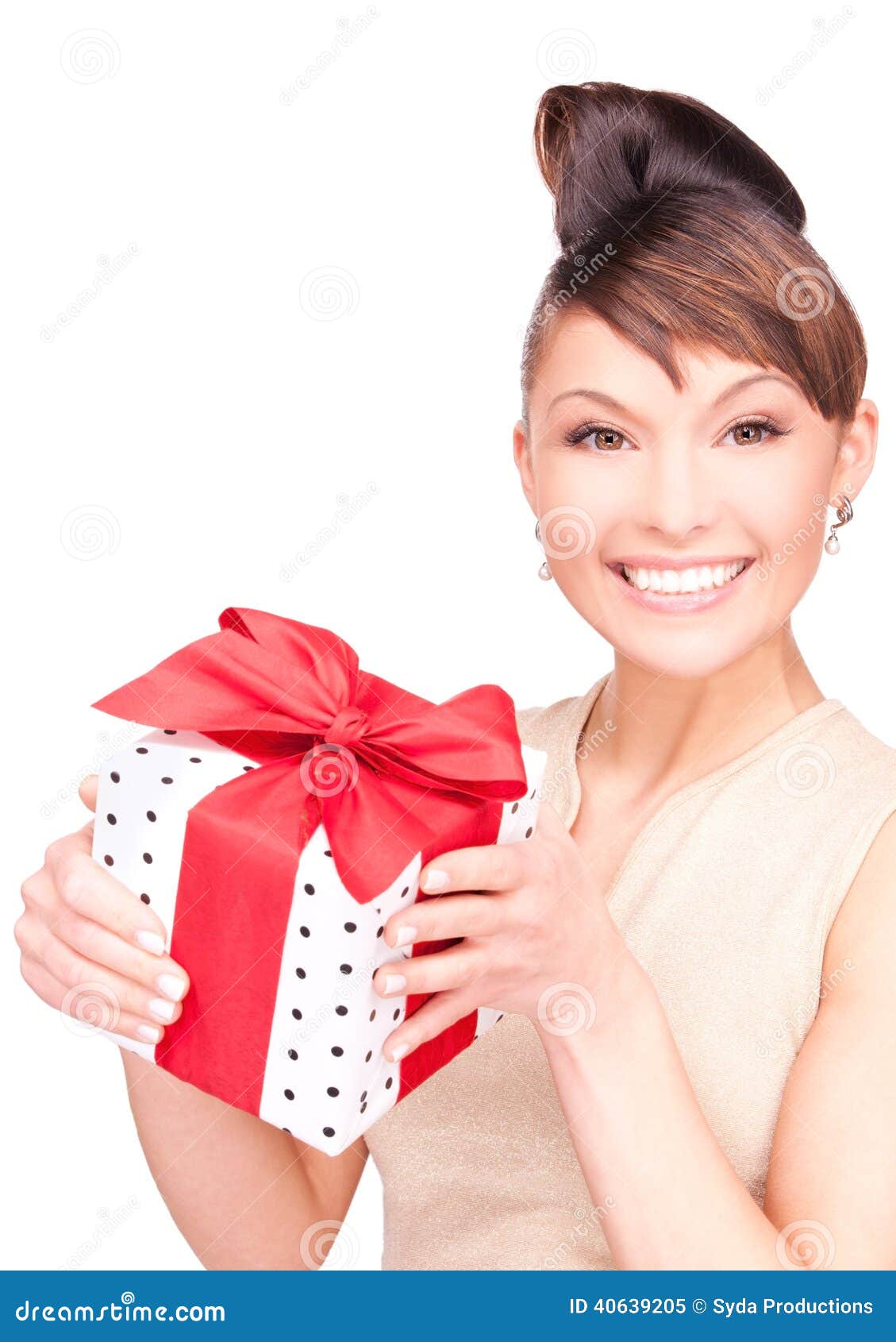 Happy woman with gift box stock image. Image of friendly - 40639205