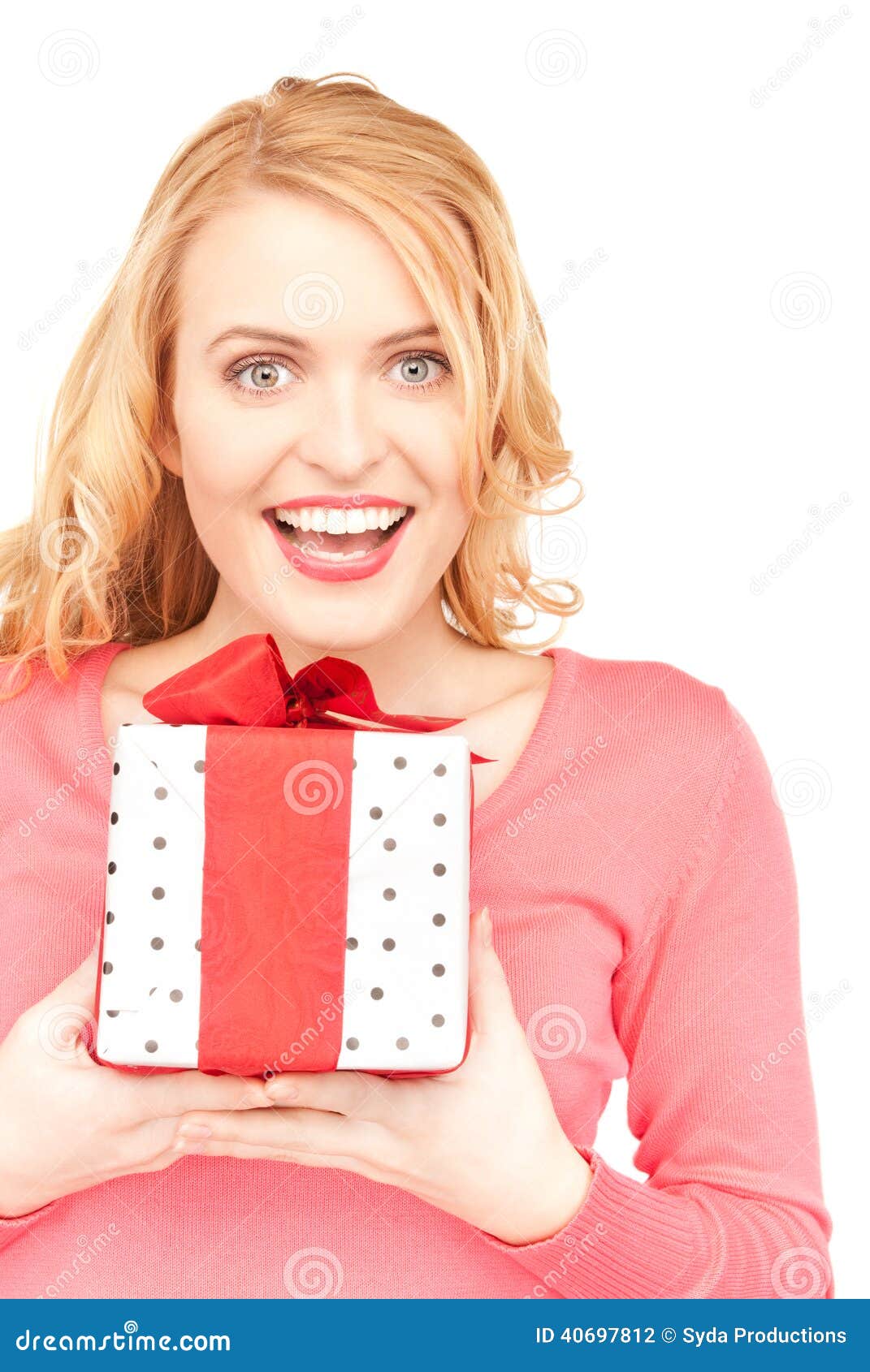Happy woman with gift box stock photo. Image of girl - 40697812
