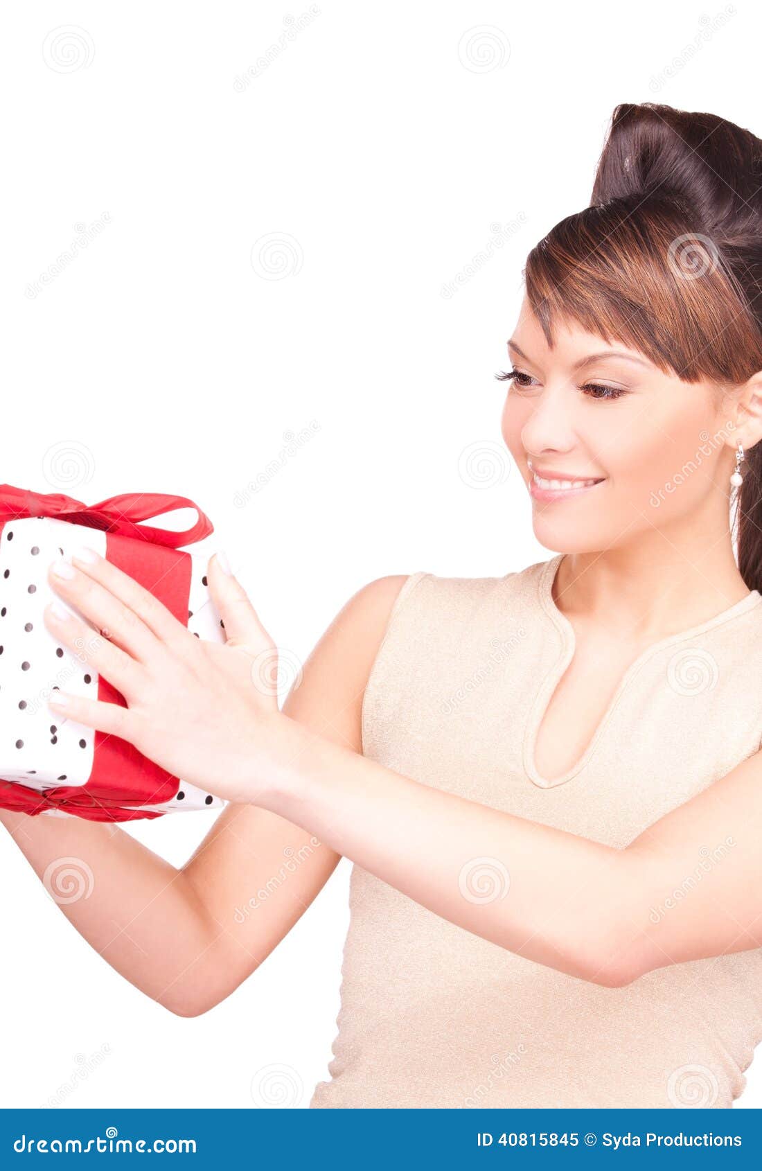 Happy woman with gift box stock image. Image of celebration - 40815845