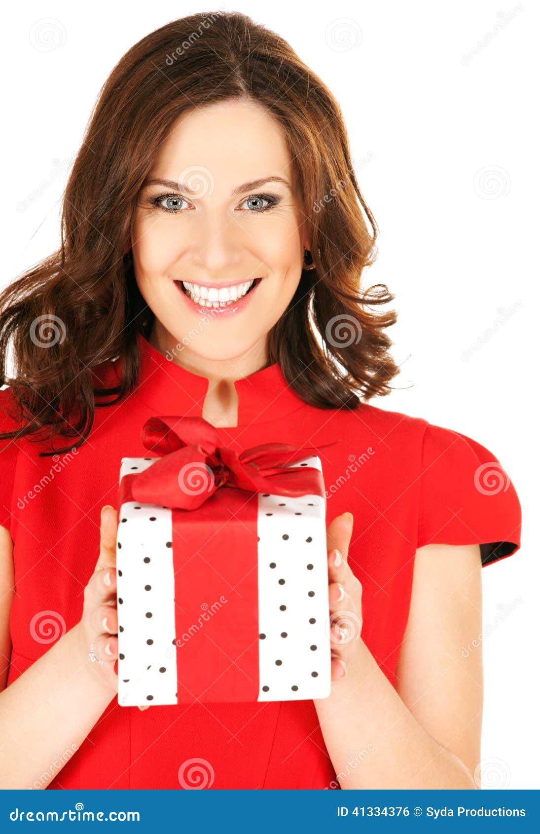 Happy woman with gift box stock photo. Image of happiness - 41334376