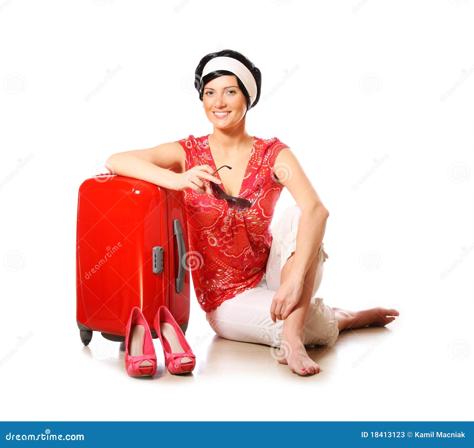 Happy Woman Going on Holidays Stock Image - Image of trip, attractive ...