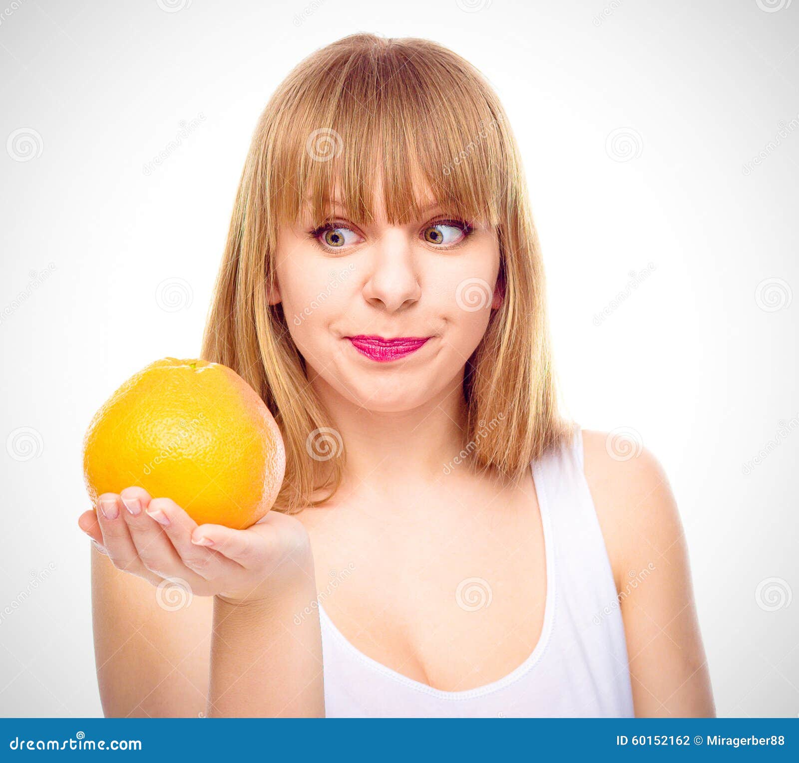 Happy Woman with Grapefruit Stock Photo - Image of natural, fruit: 60152162