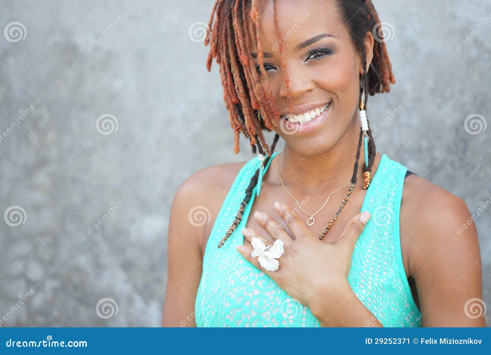 Happy Woman with Hand on Chest Stock Image - Image of beauty, chest ...