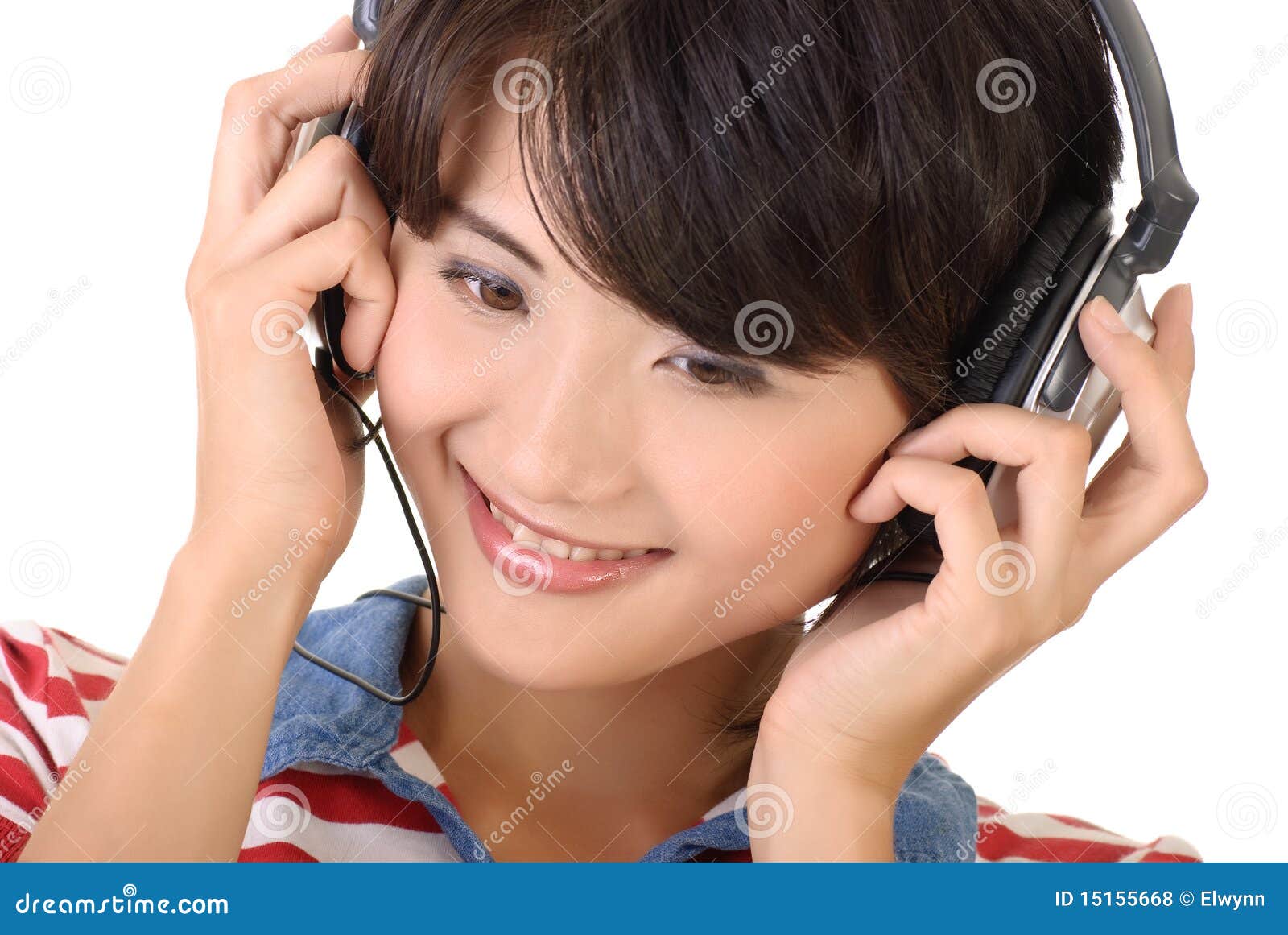 Happy Woman with Headphones Stock Photo - Image of feminine, expression ...
