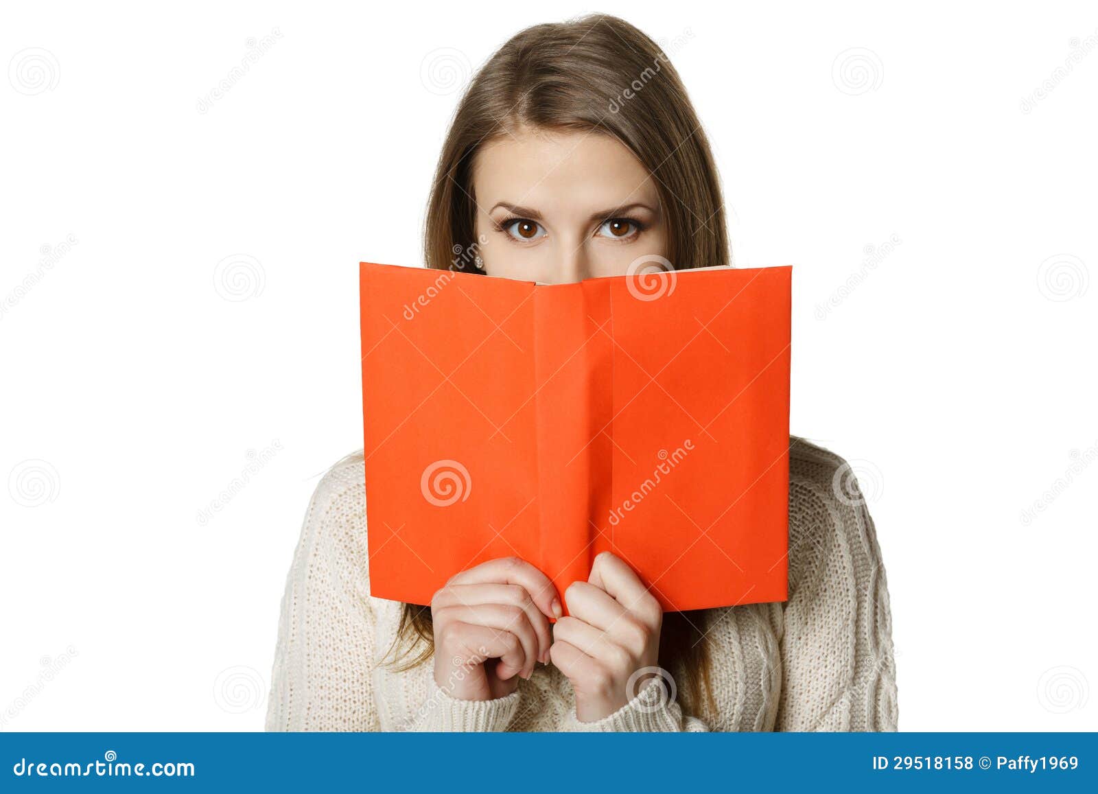 Happy Woman Holding Opened Book Stock Photo - Image of expression ...