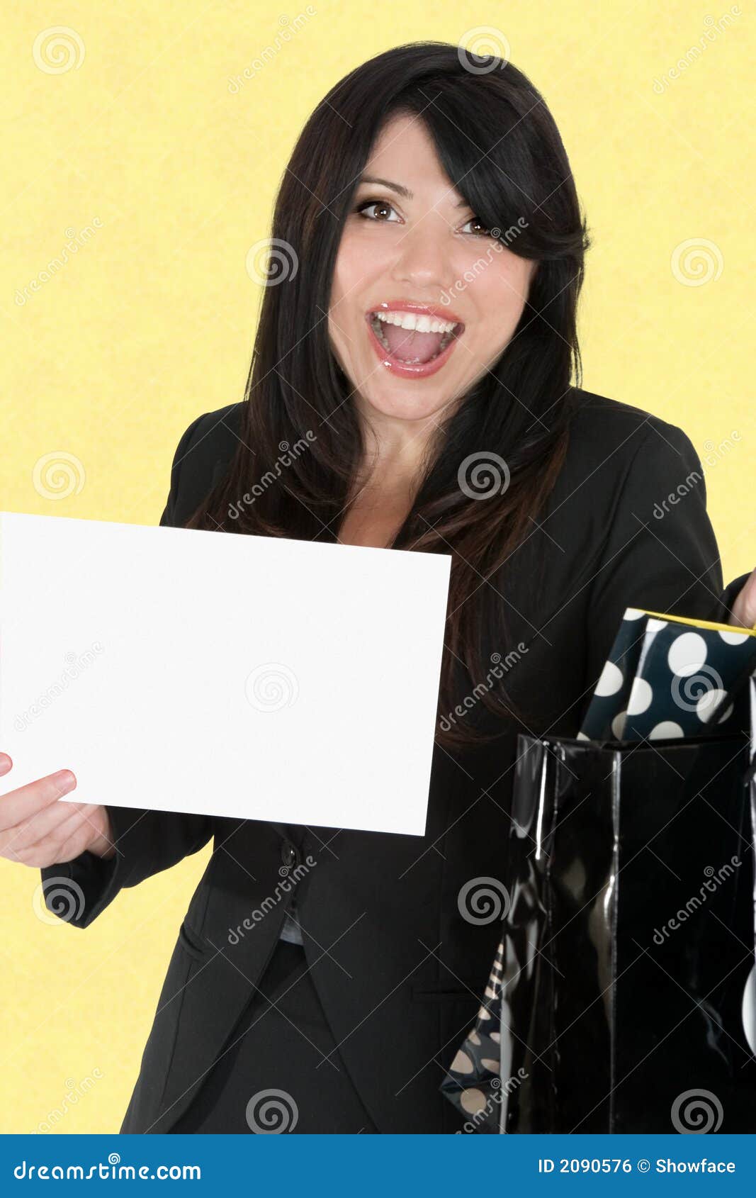 Happy woman holding a sign stock photo. Image of leisure - 2090576