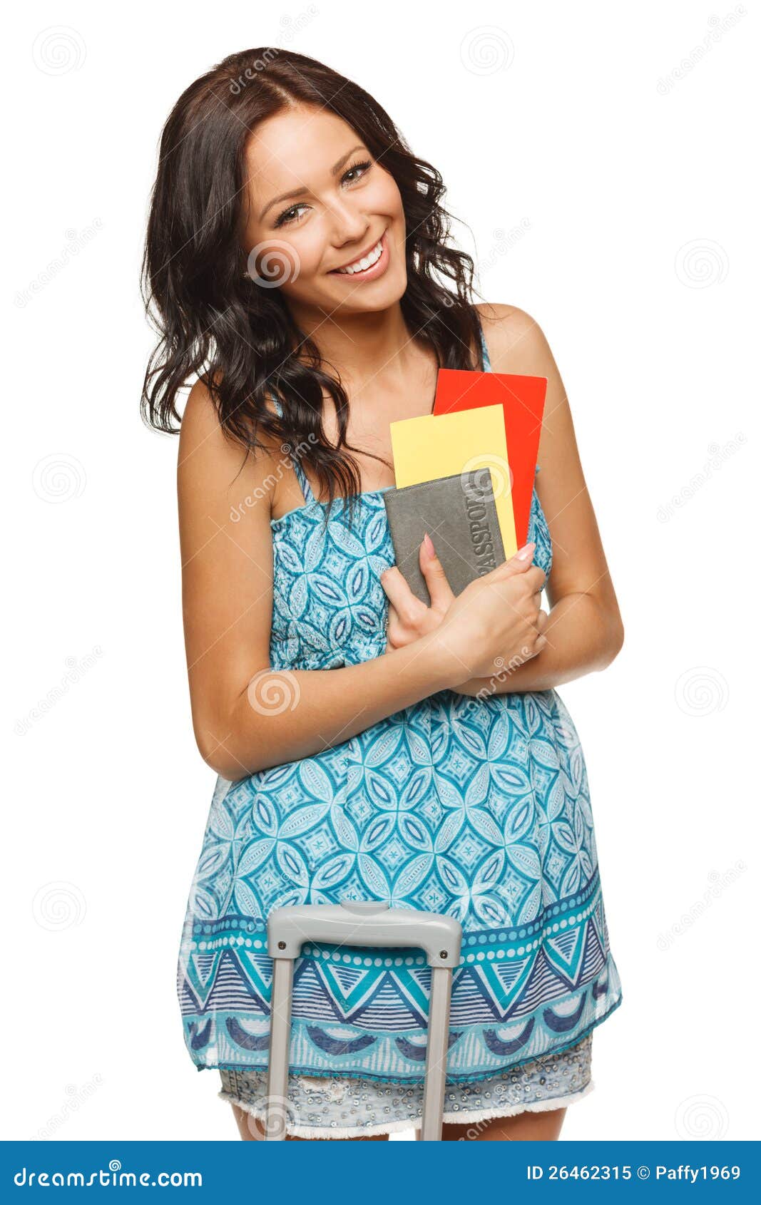 Happy Woman Holding Tickets Stock Image - Image of person, casual: 26462315