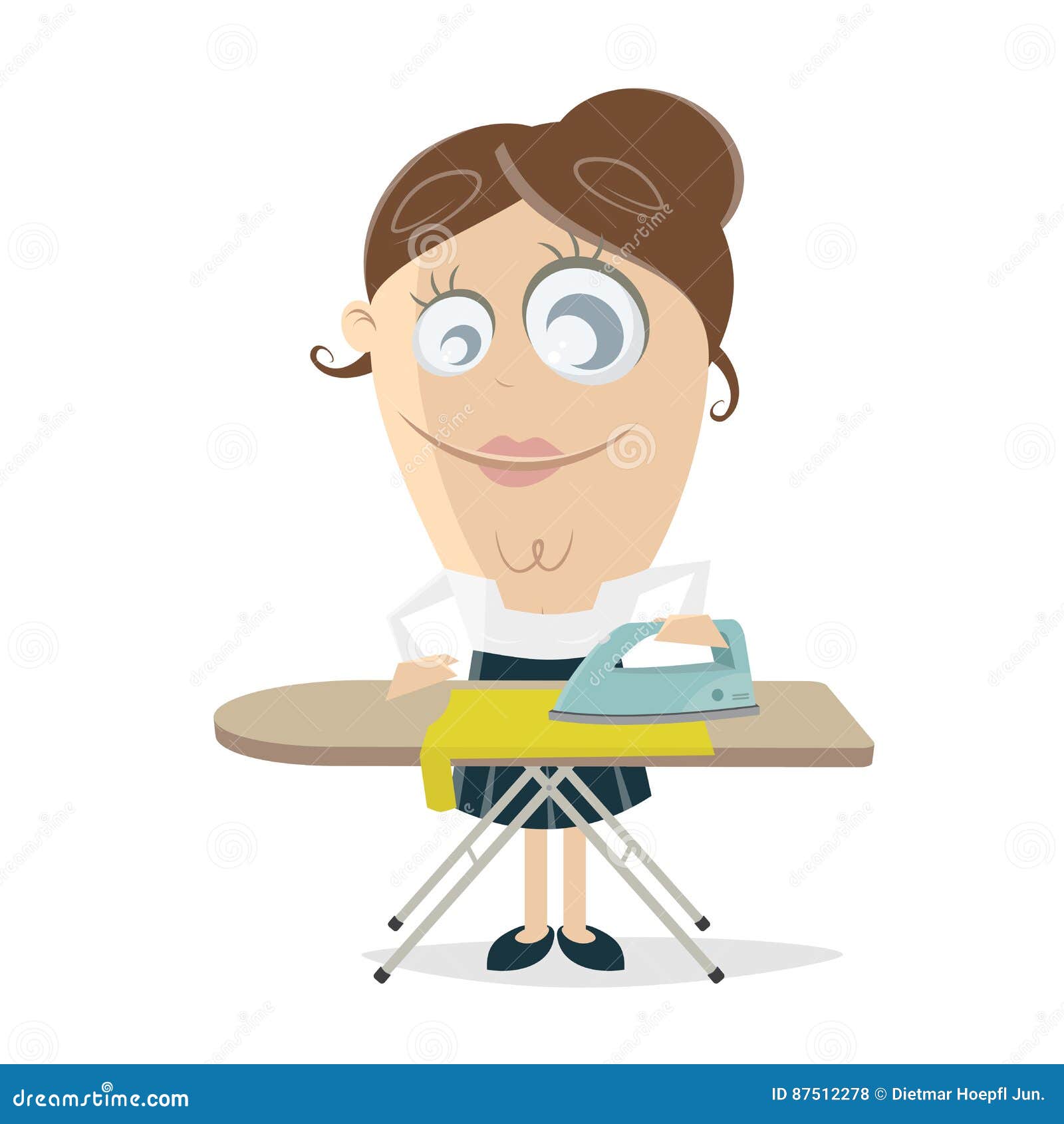 Happy Woman Ironing the Laundry Stock Vector - Illustration of ironing ...