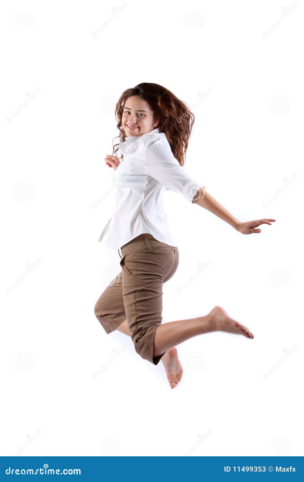 Happy woman jumping stock image. Image of long, beautiful - 11499353
