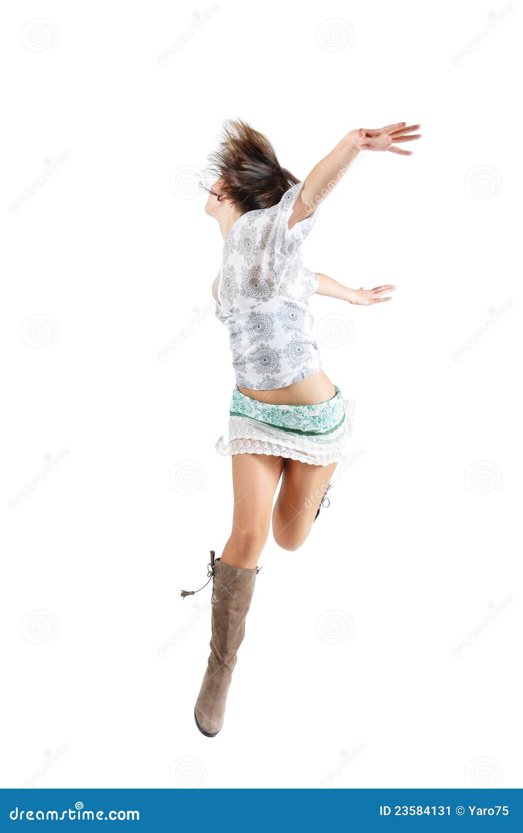 Happy woman jumping stock image. Image of caucasian, arms - 23584131