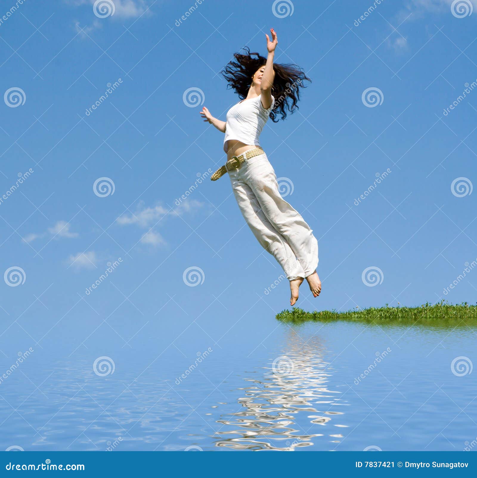 Happy woman is jumping stock image. Image of enjoyment - 7837421