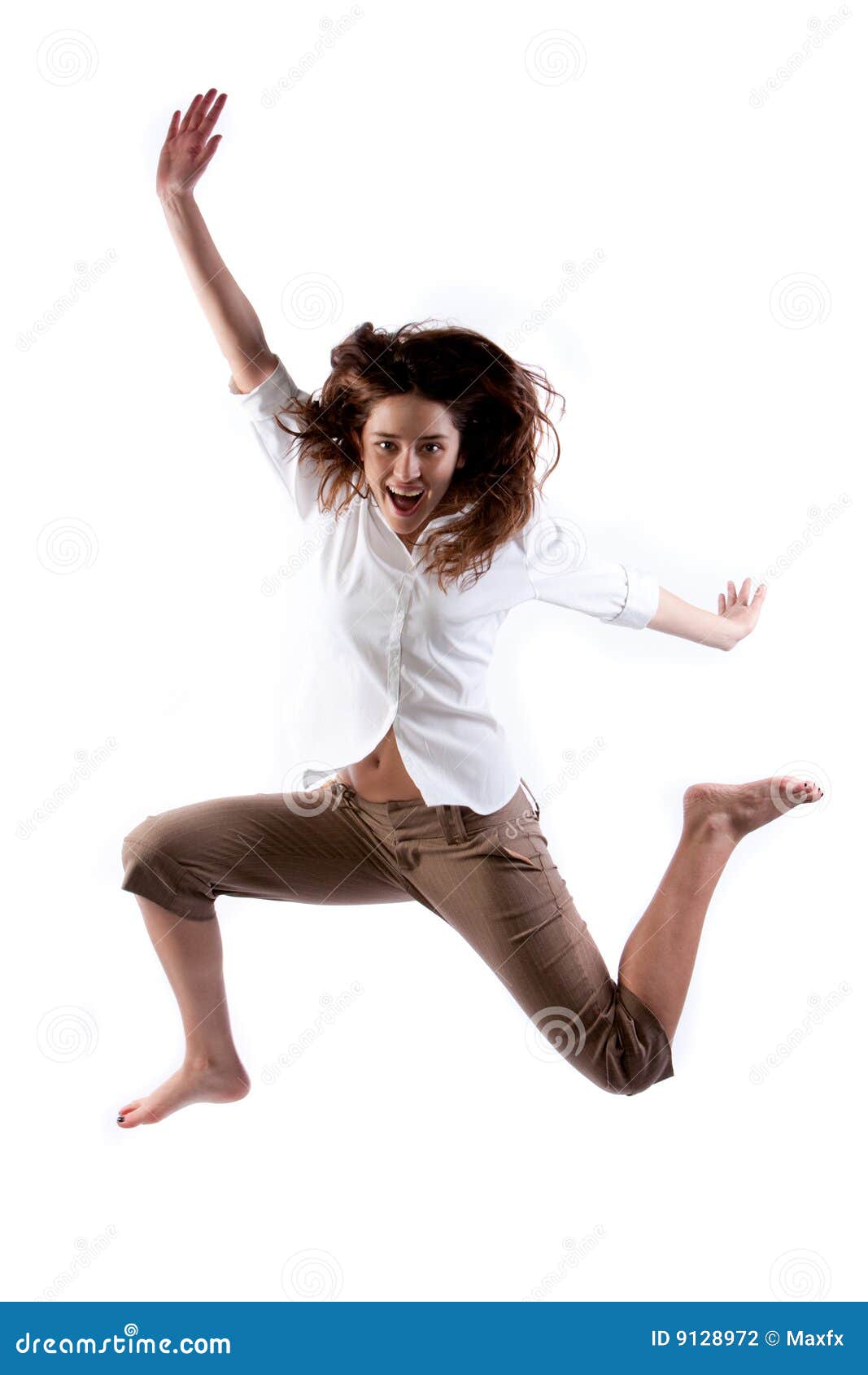 Happy woman jumping stock photo. Image of pretty, glamor - 9128972