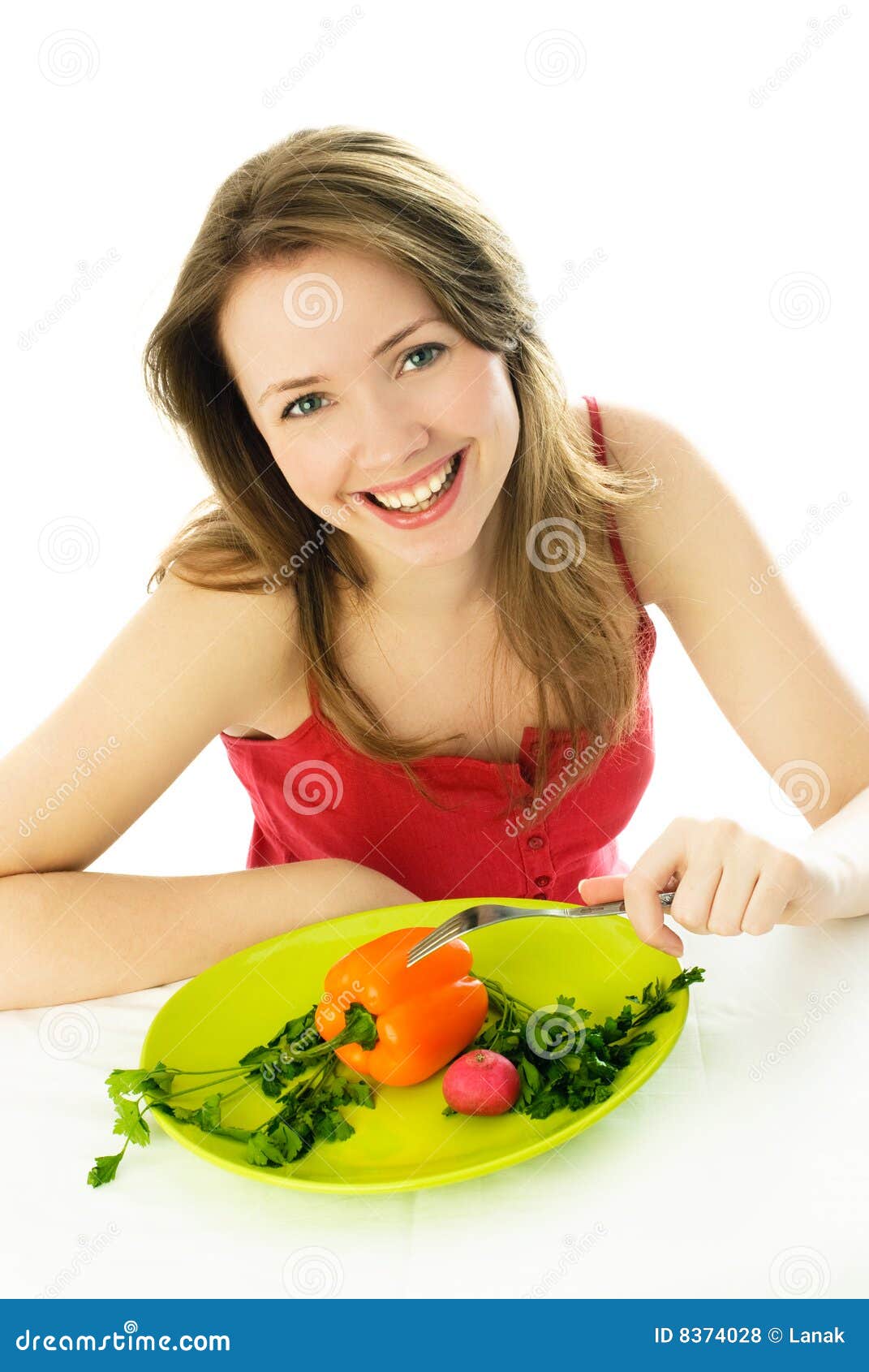 Happy woman keeping a diet stock photo. Image of health - 8374028
