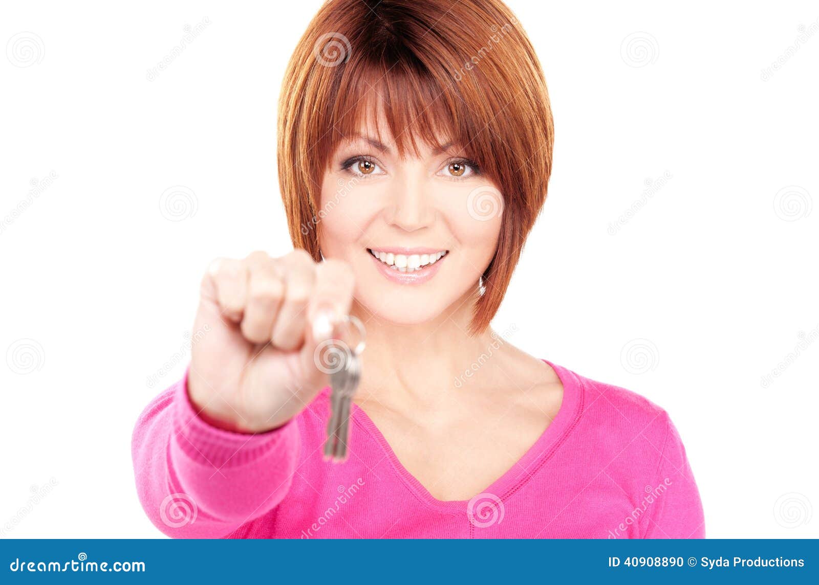 Happy woman with keys stock photo. Image of looking, girl - 40908890