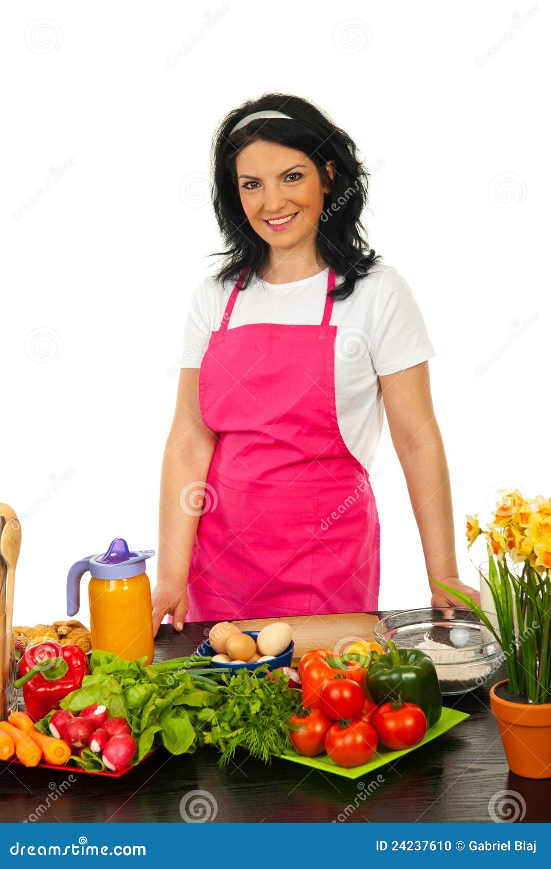 Happy woman in kitchen stock photo. Image of cheerful - 24237610