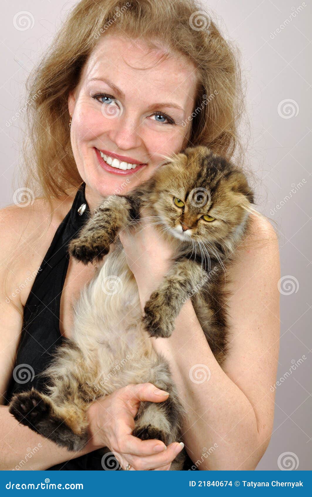 Happy woman with a kitten stock photo. Image of kittens - 21840674