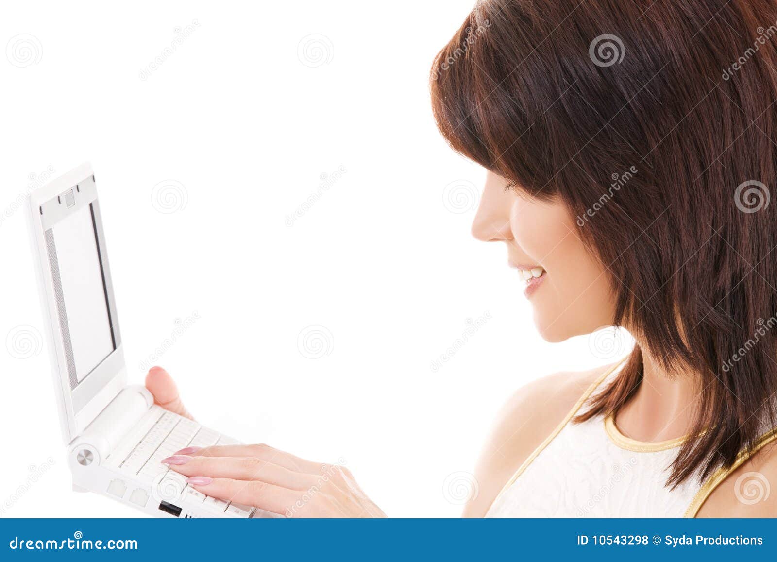 Happy Woman with Laptop Computer Stock Photo - Image of attractive ...