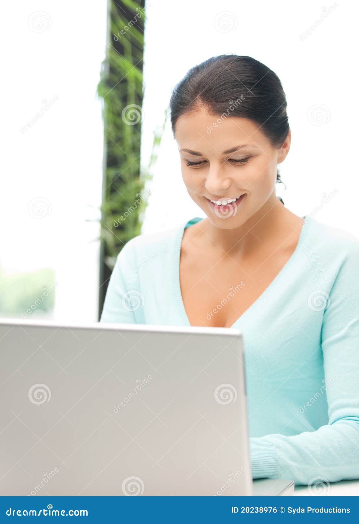 Happy Woman with Laptop Computer Stock Photo - Image of girl, corporate ...