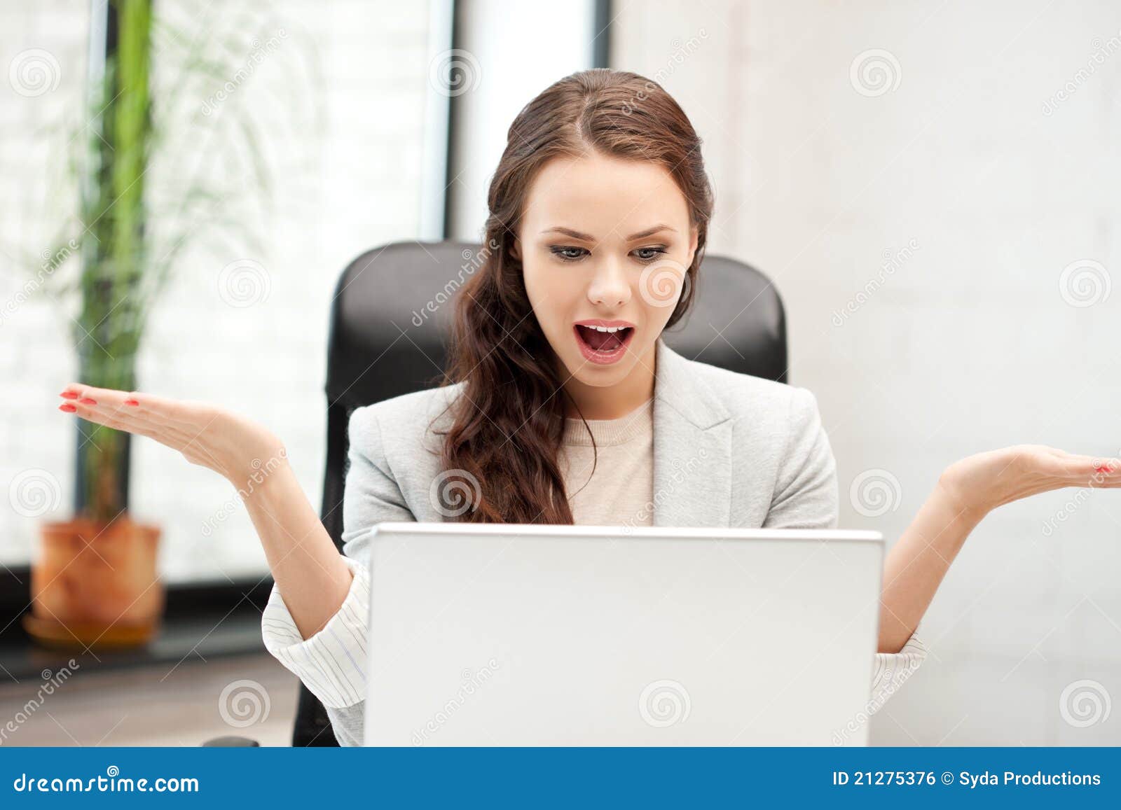 Happy Woman with Laptop Computer Stock Photo - Image of communication ...