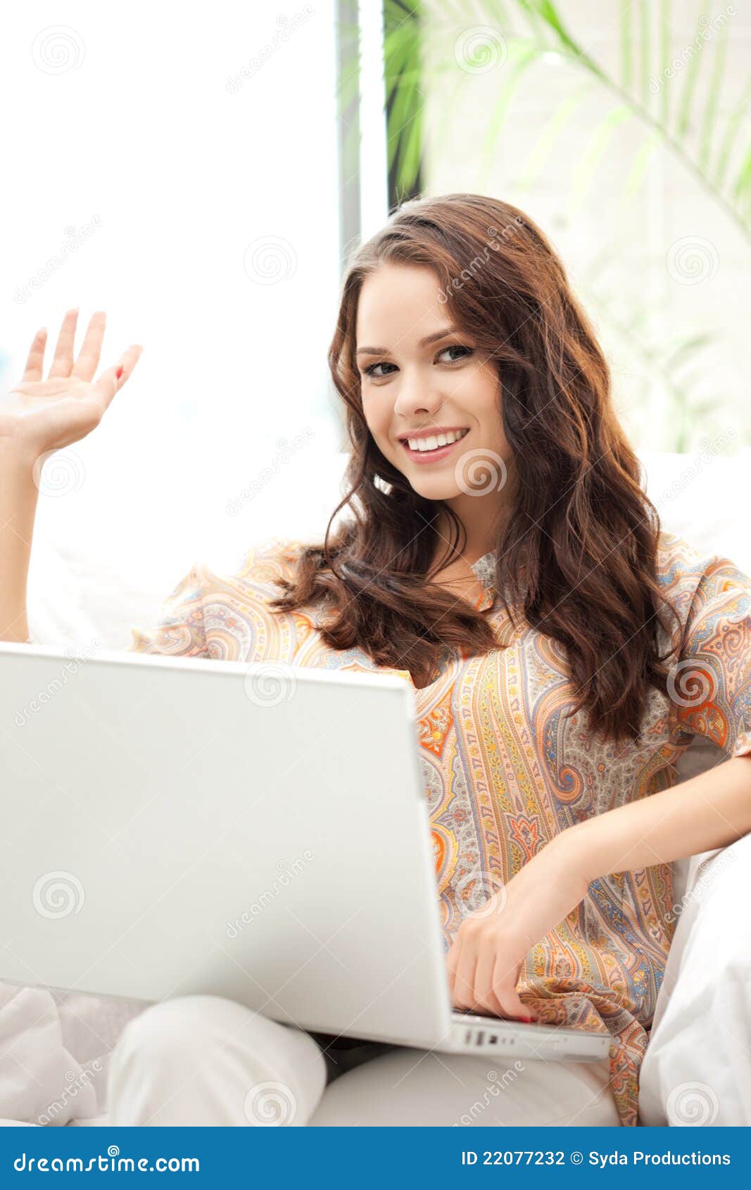 Happy Woman with Laptop Computer Stock Photo - Image of casual, modern ...
