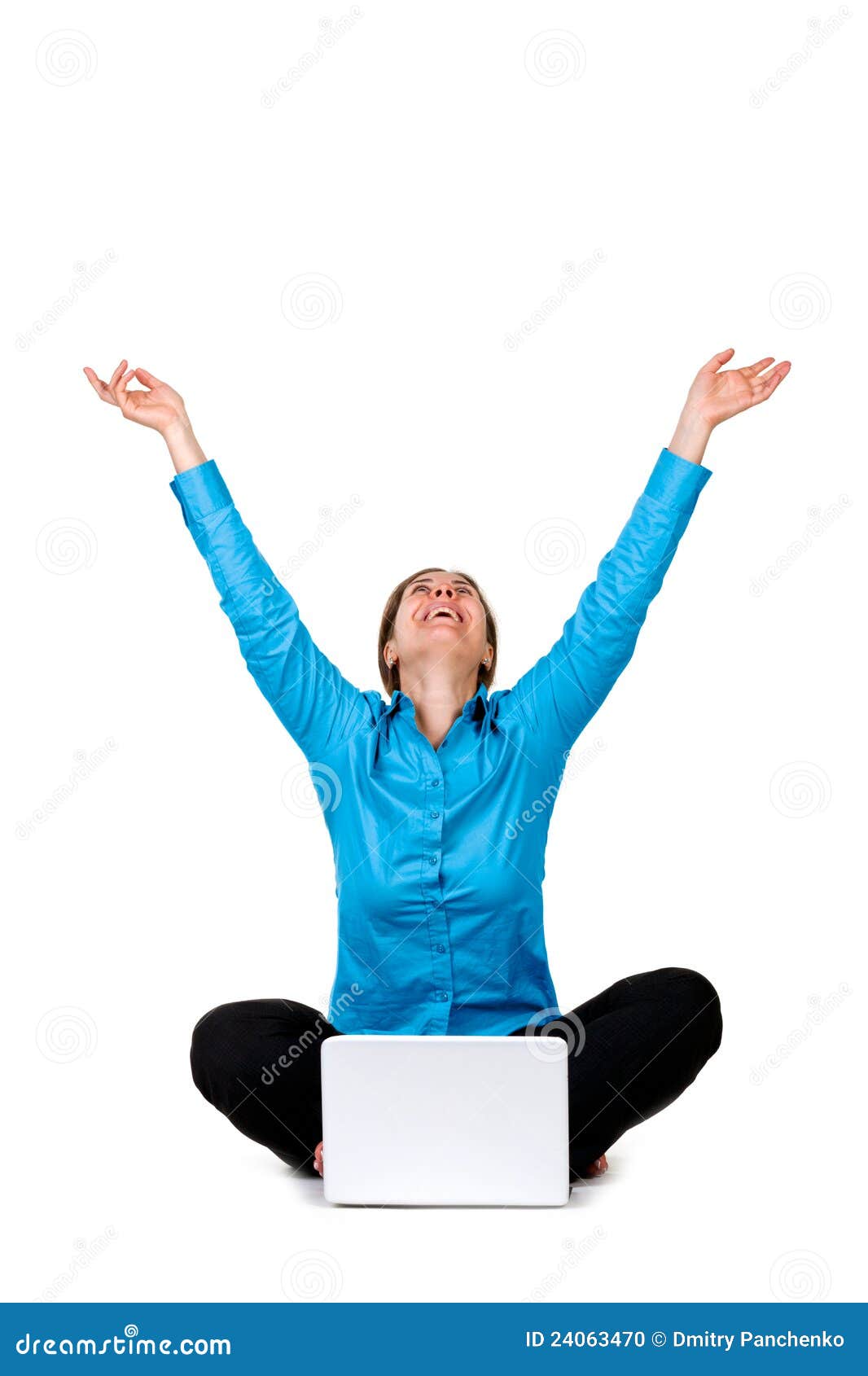 Happy Woman with Laptop Computer Stock Photo - Image of computer ...