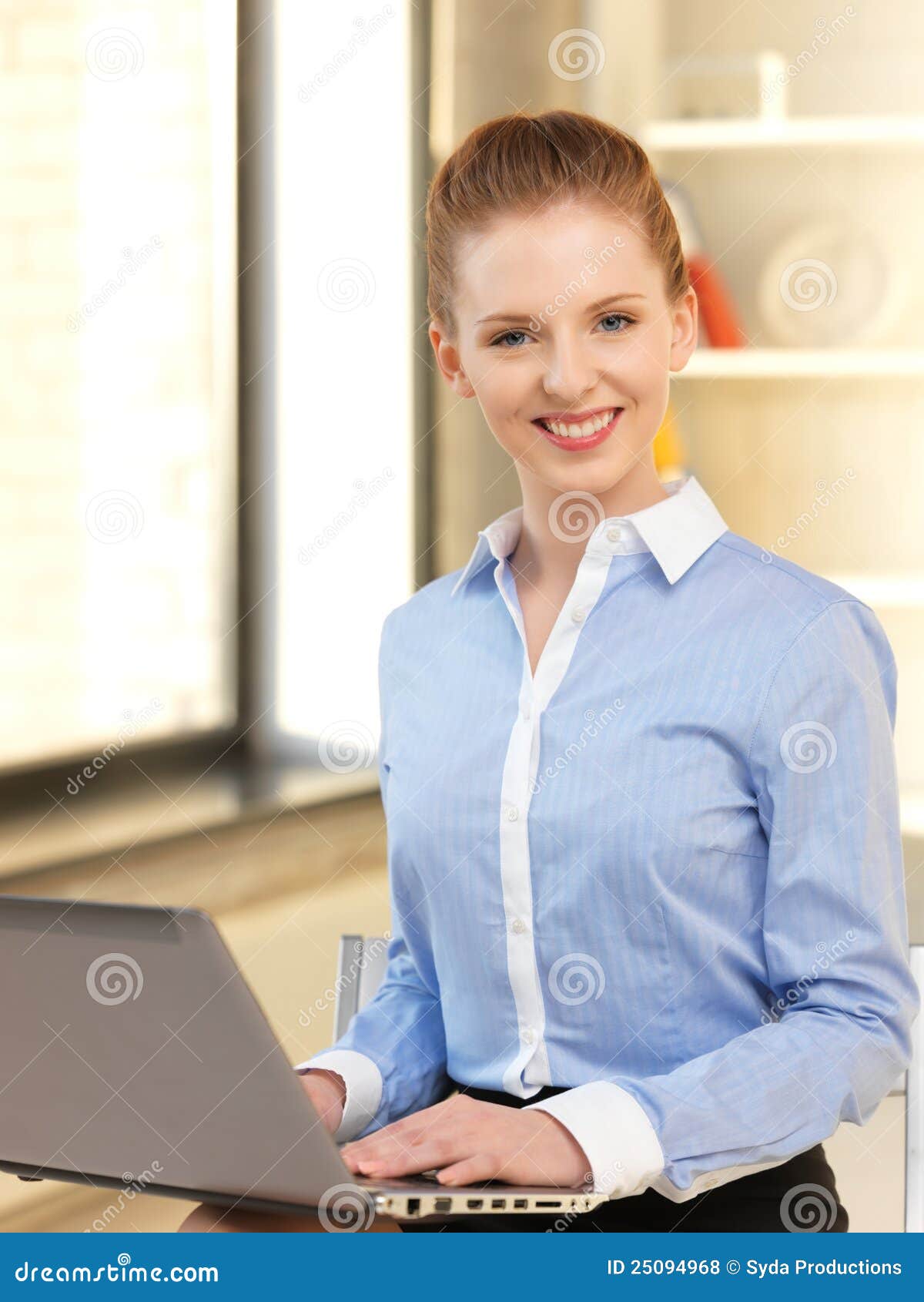 Happy Woman with Laptop Computer Stock Photo - Image of computer ...