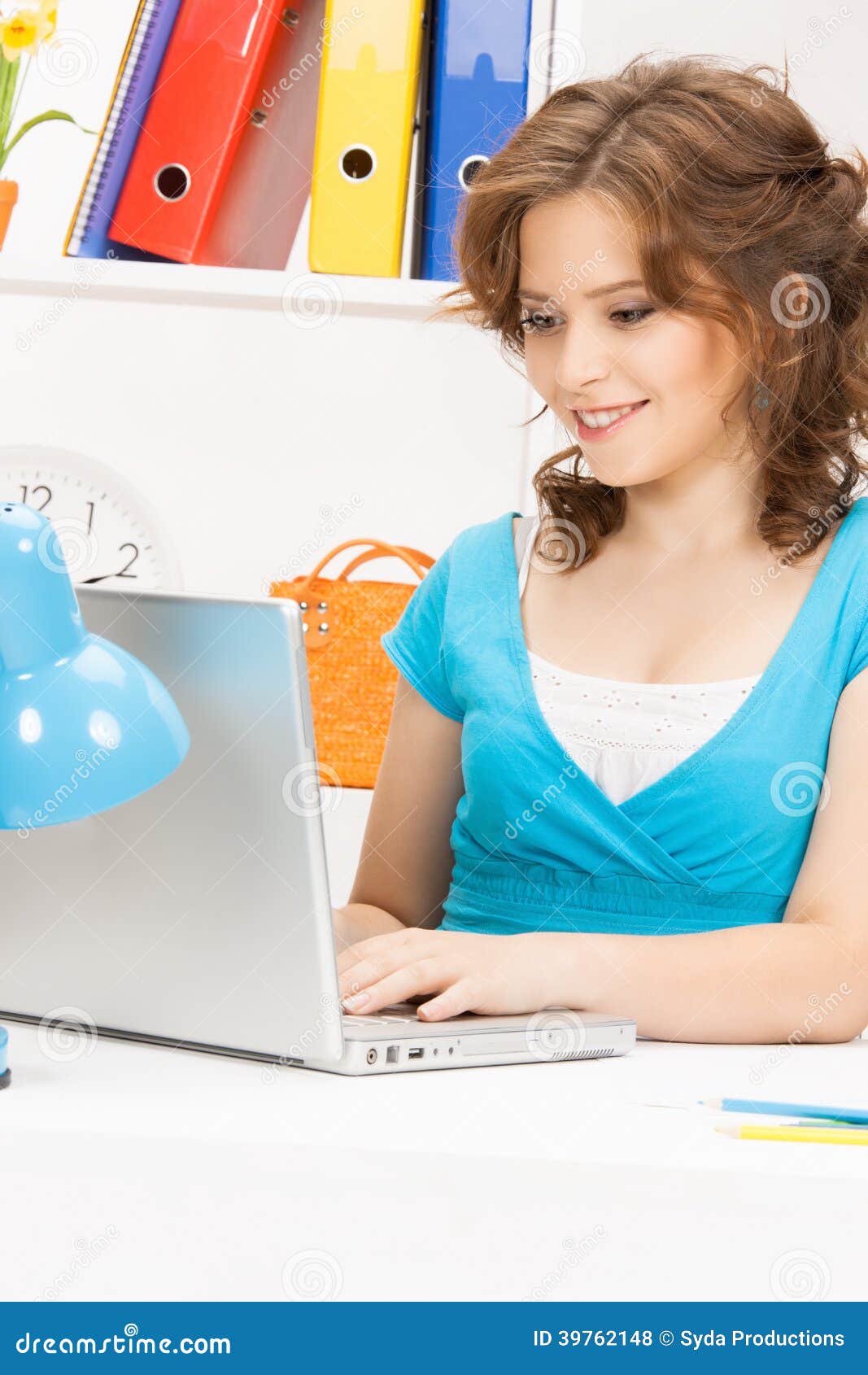 Happy Woman with Laptop Computer Stock Photo - Image of lady, chat ...