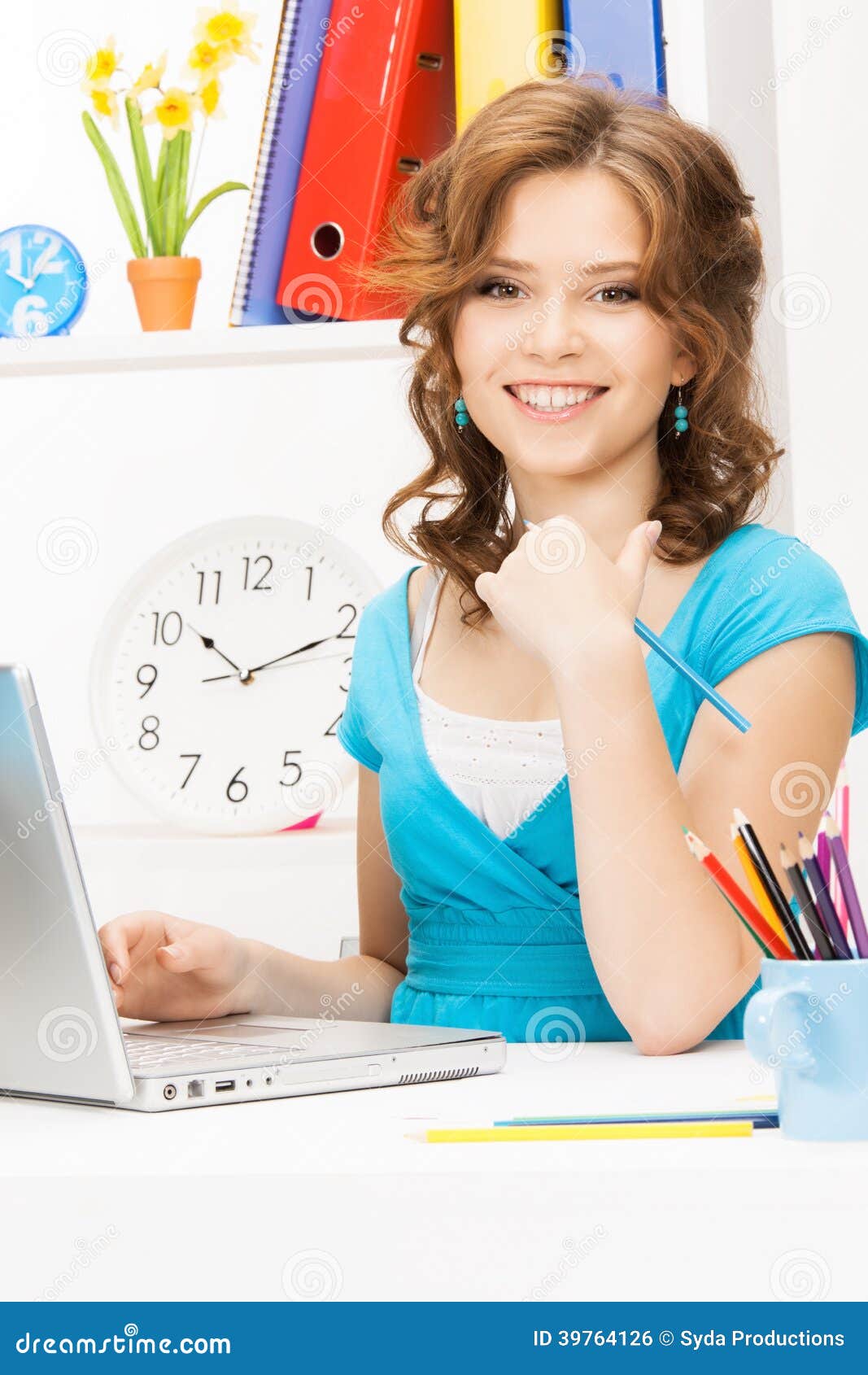 Happy Woman with Laptop Computer Stock Photo - Image of computer, lady ...