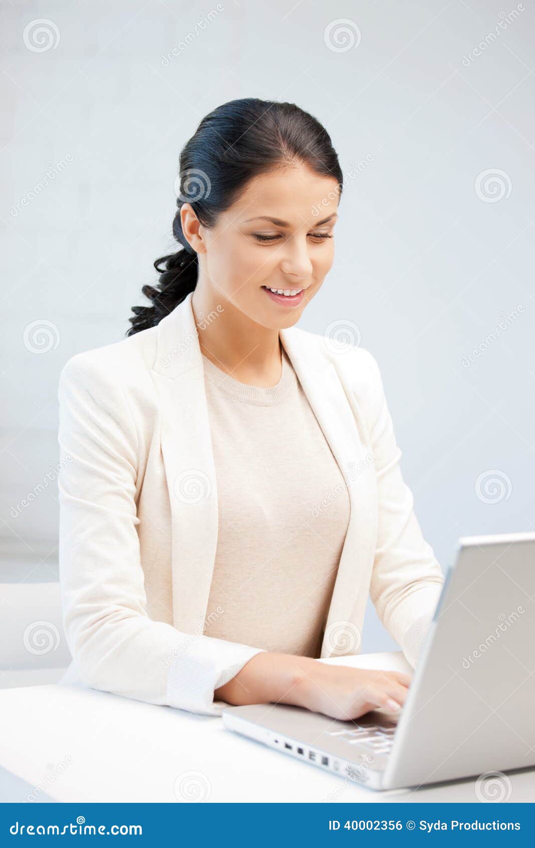 Happy Woman with Laptop Computer Stock Photo - Image of lady, modern ...