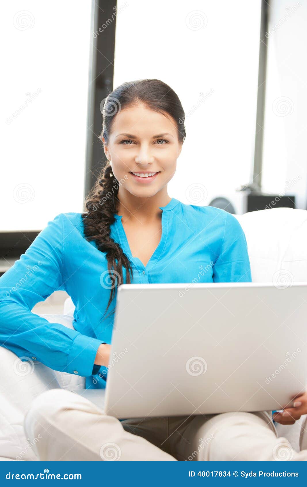 Happy Woman with Laptop Computer Stock Photo - Image of laptop ...