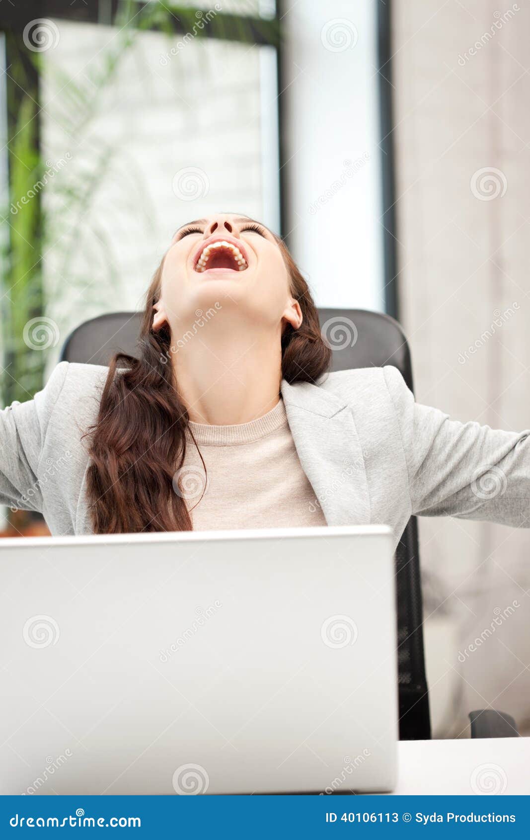 Happy Woman with Laptop Computer Stock Image - Image of confident ...