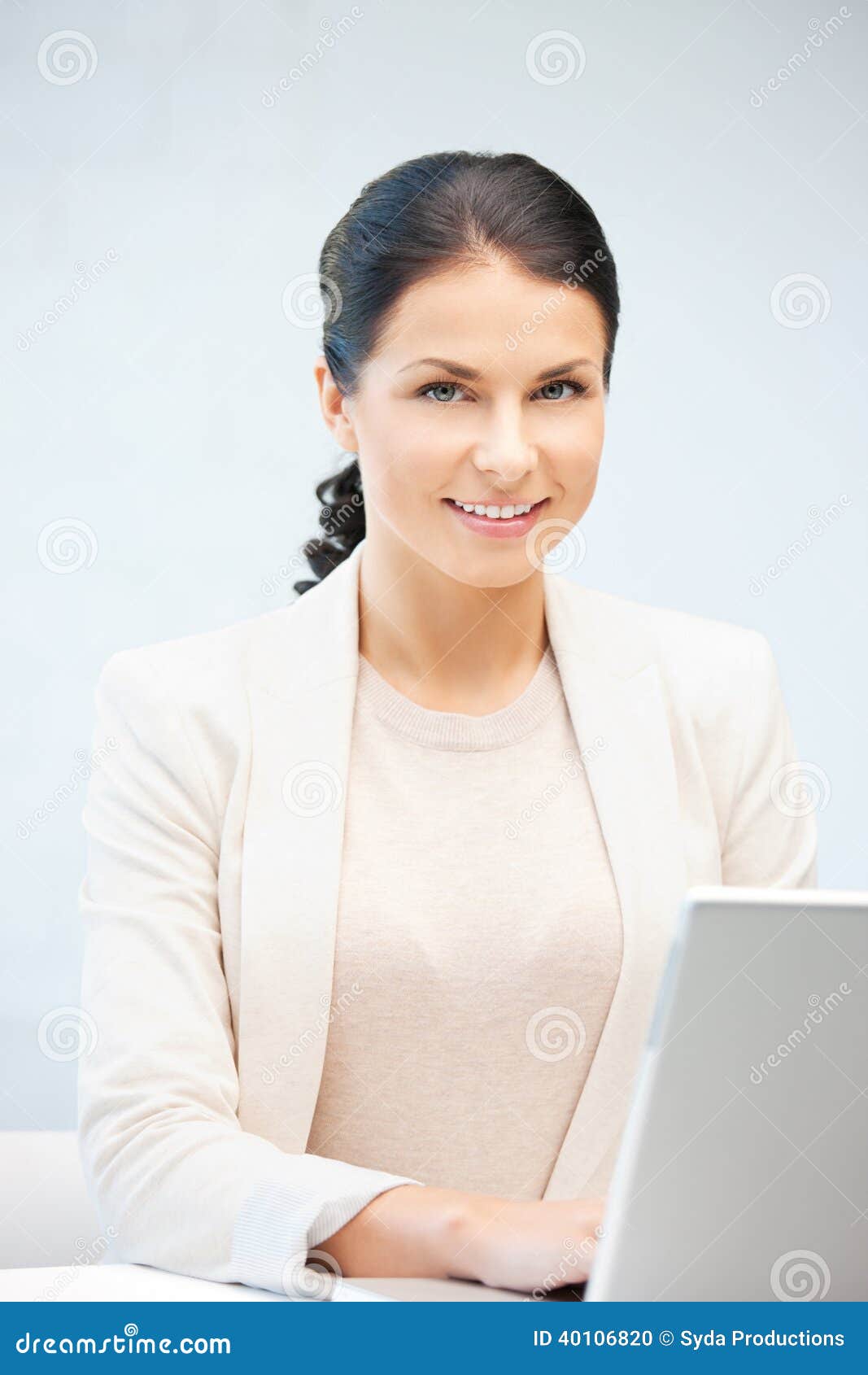 Happy Woman with Laptop Computer Stock Photo - Image of caucasian, girl ...