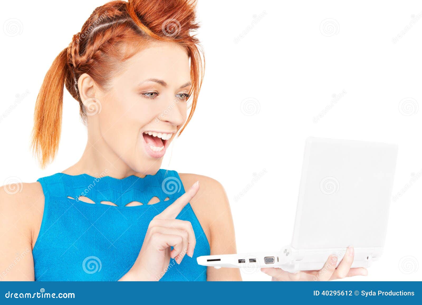 Happy Woman with Laptop Computer Stock Photo - Image of businesswoman ...