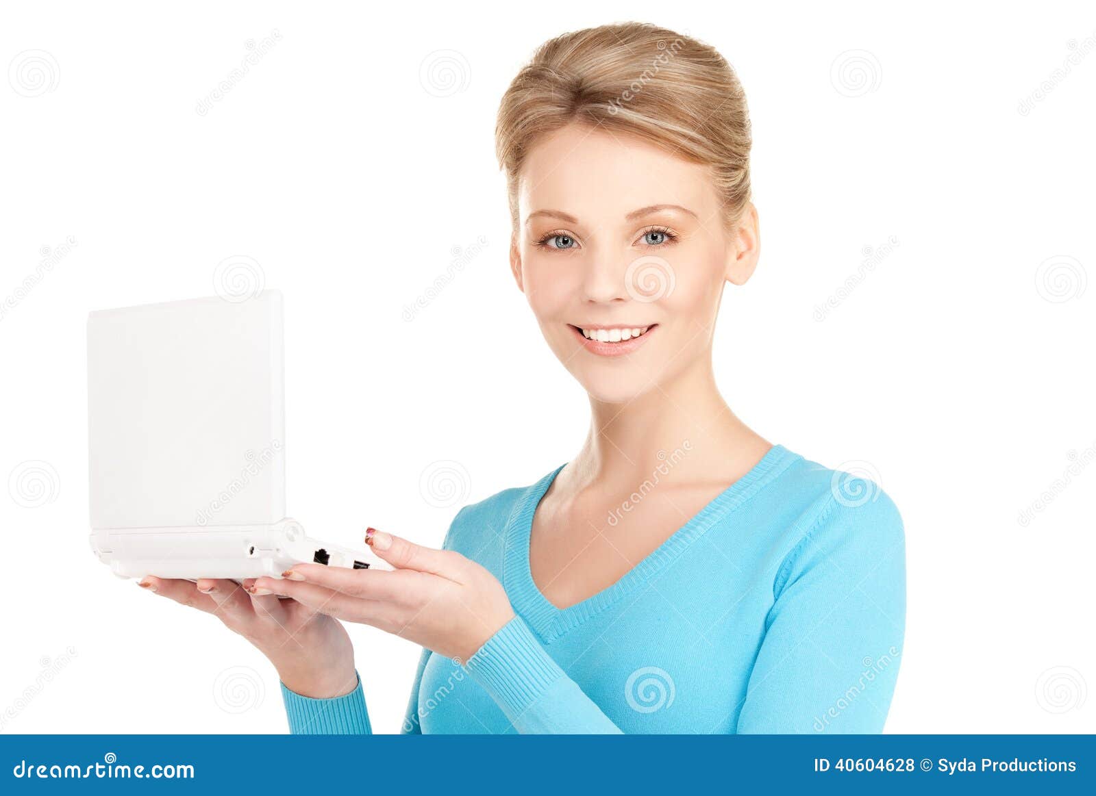 Happy Woman with Laptop Computer Stock Photo - Image of business ...