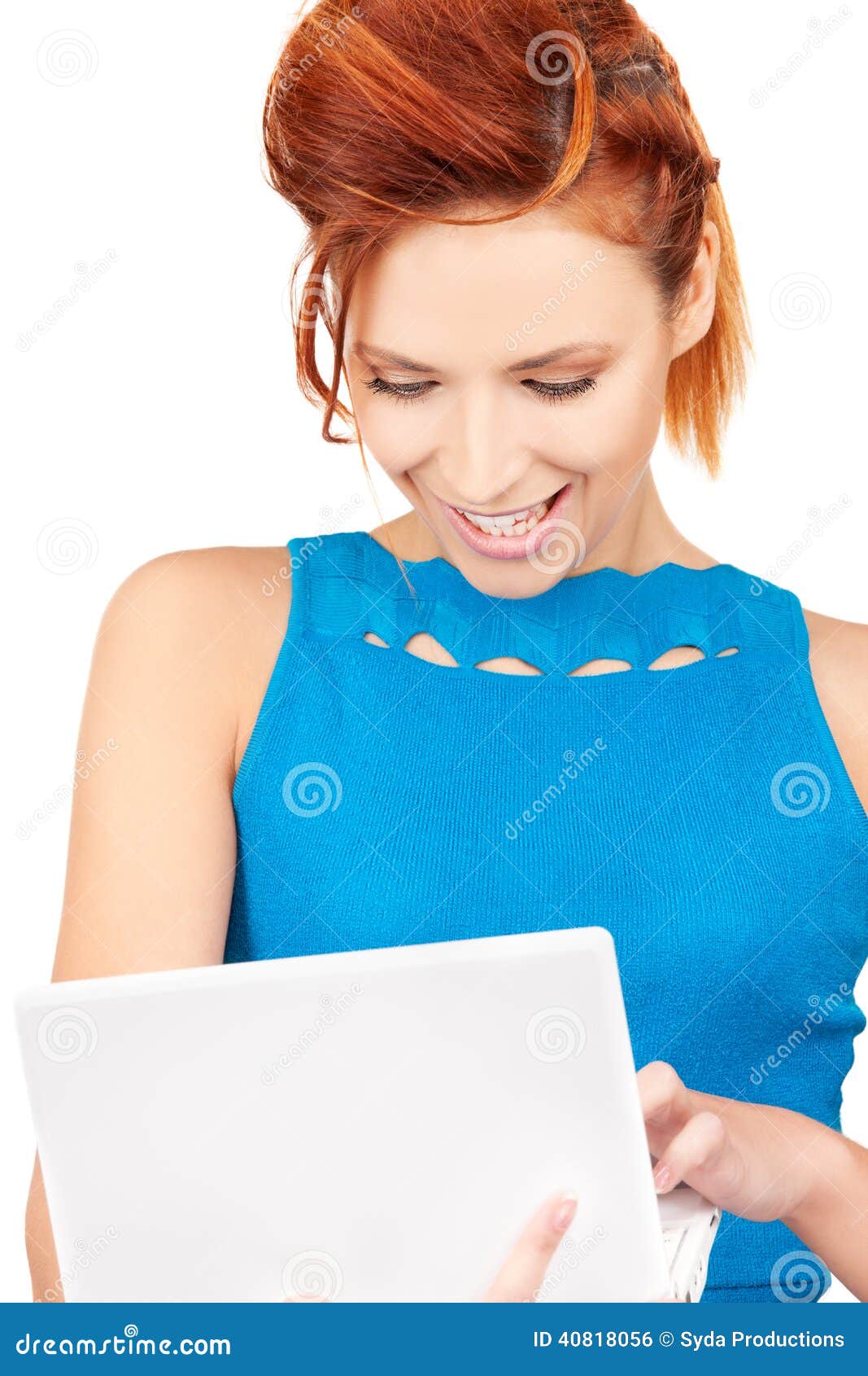 Happy Woman with Laptop Computer Stock Photo - Image of adult, internet ...